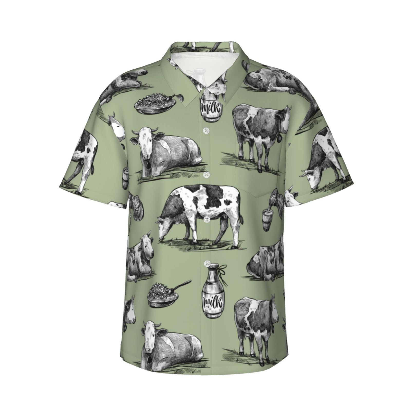 Hawaiian Shirt for Men - Farm Cows Casual Short Sleeve Button Down Men ...