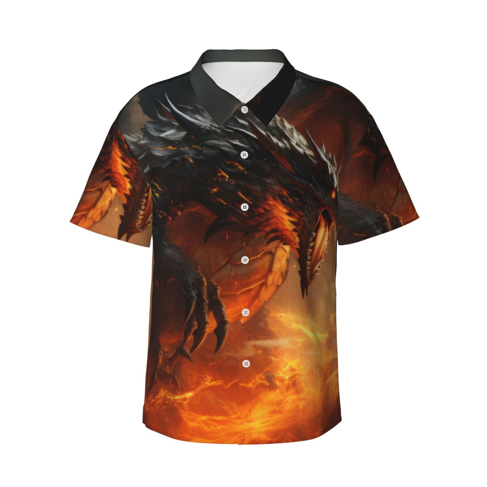 Hawaiian Shirt for Men, Fiery Dragon Of Chaos Summer Shirts for Men ...