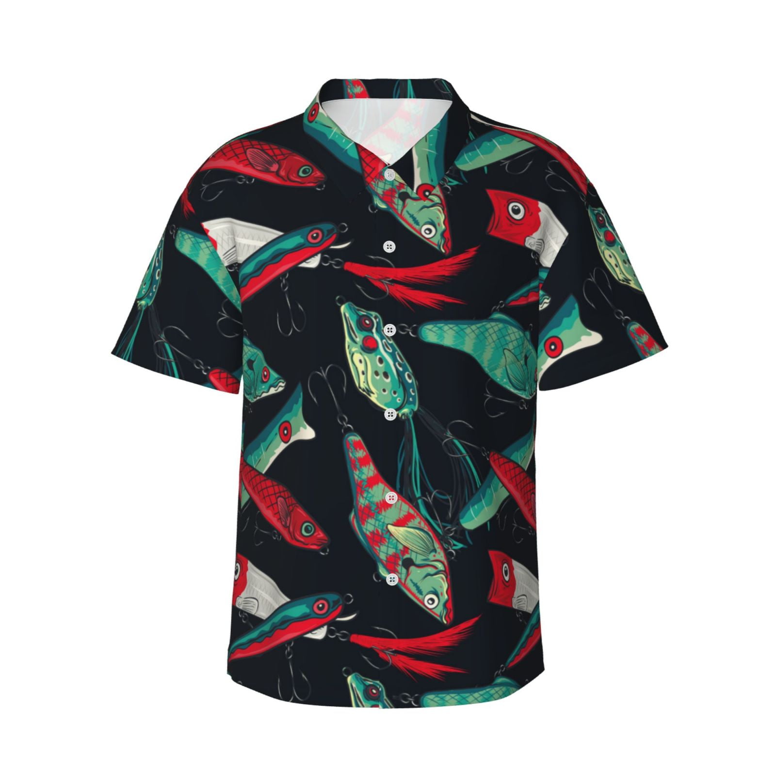 Hawaiian Shirt for Men, Fishing Lure Summer Shirts for Men, Mens Button ...