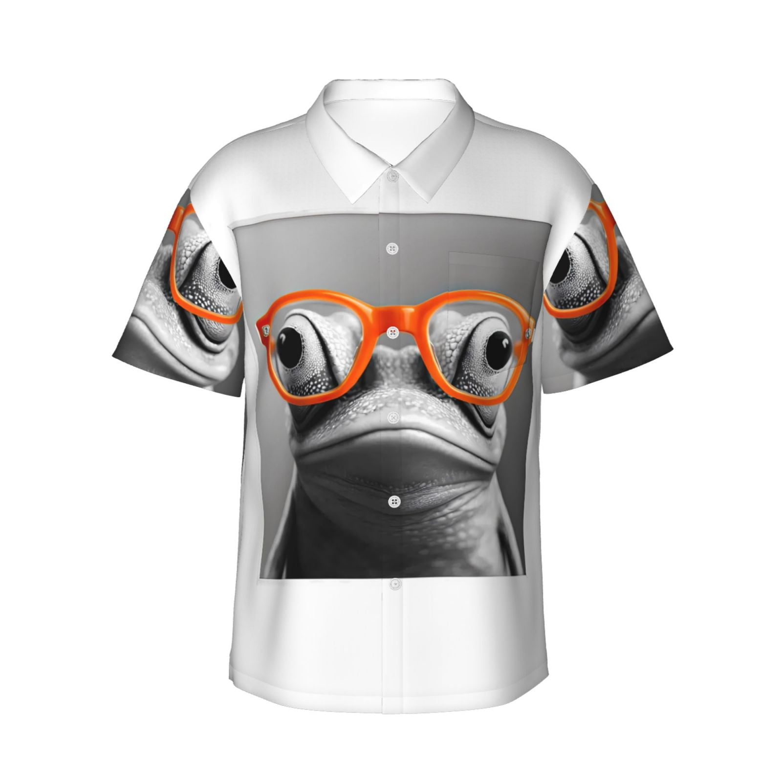 Hawaiian Shirt for Men - Frog With Geeky Glasses Casual Summer Beach ...