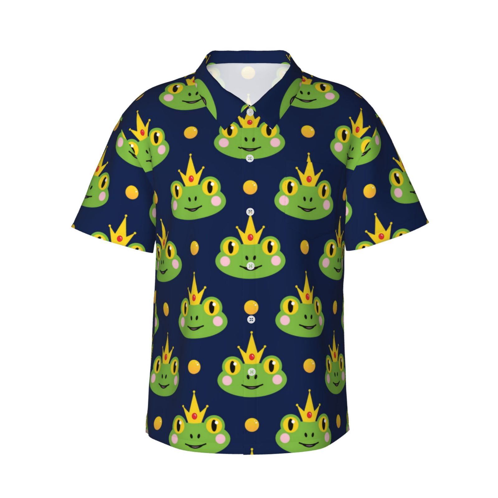 Hawaiian Shirt for Men, Frog prince crowns navyblue Summer Shirts for ...