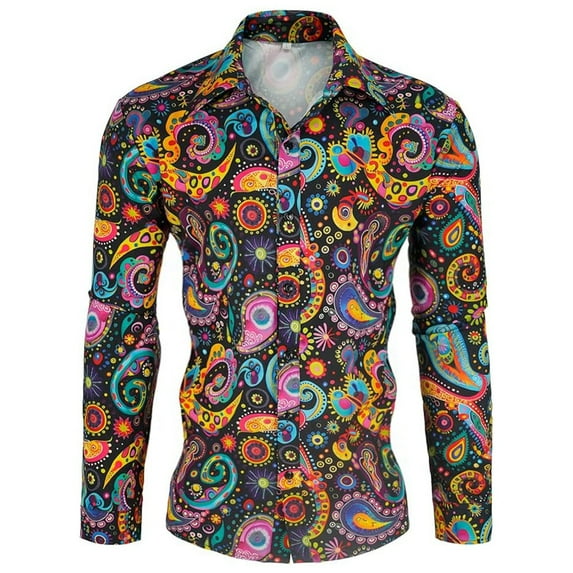 Hawaiian Shirt for Men Funny Button Long Sleeve Casual Shirt ...