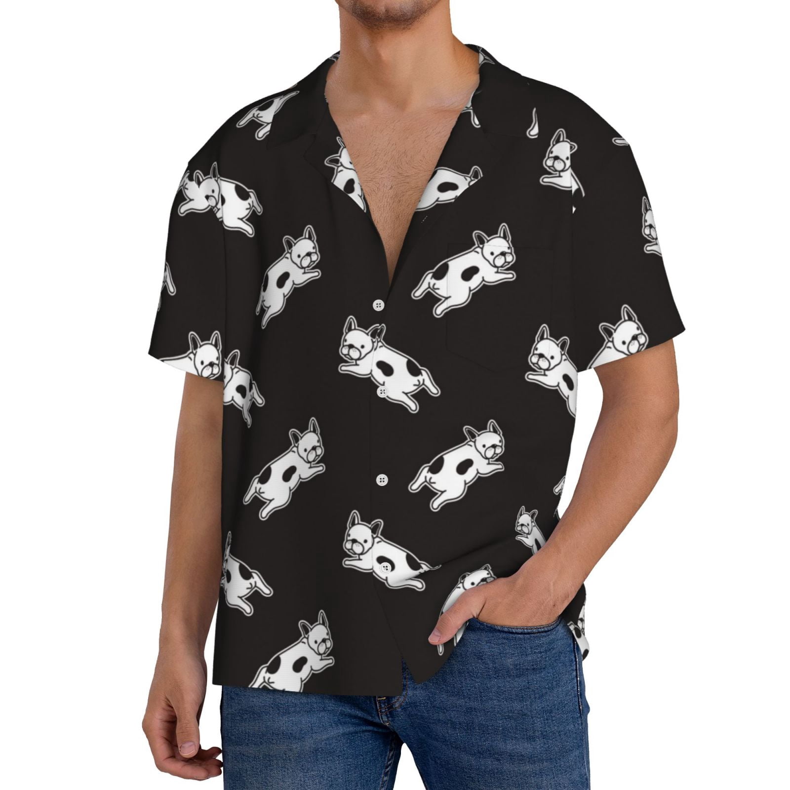 Hawaiian Shirt for Men - Funny Cute French Bulldog_A Short Sleeve ...