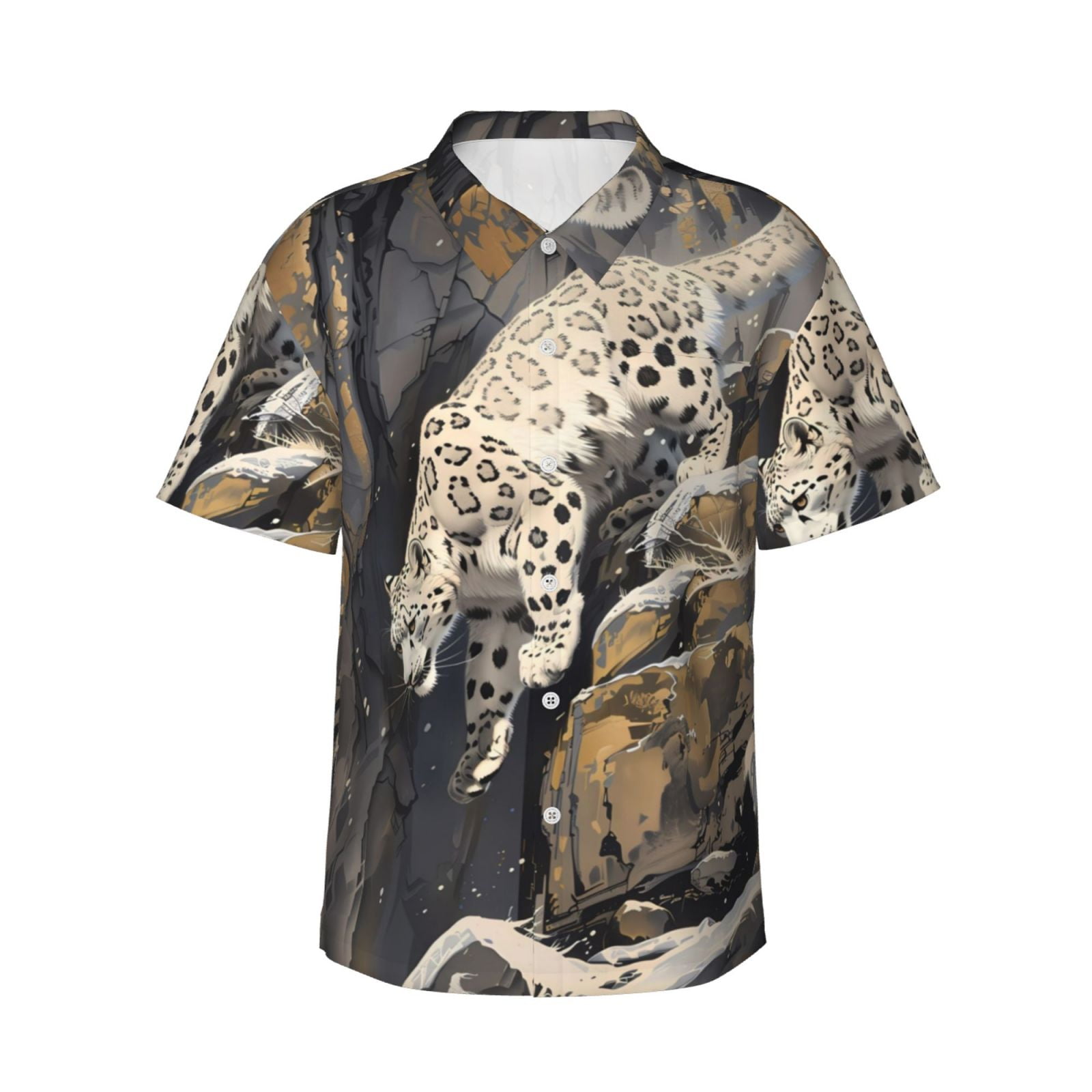 Hawaiian Shirt for Men, Graceful Snow Leopard Summer Shirts for Men ...
