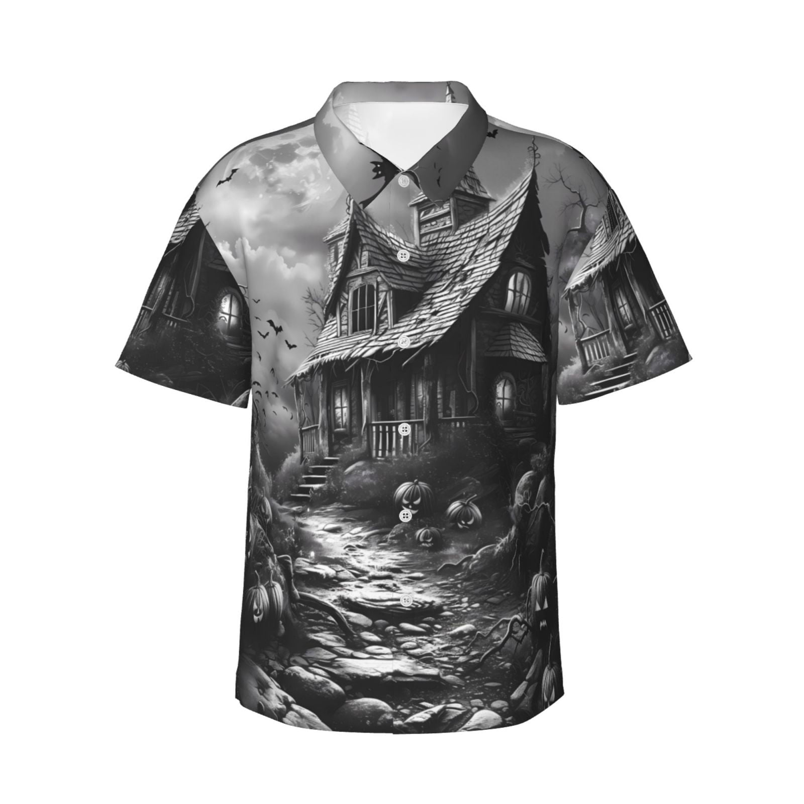 Hawaiian Shirt for Men, Halloween Haunted House Path Summer Shirts for ...