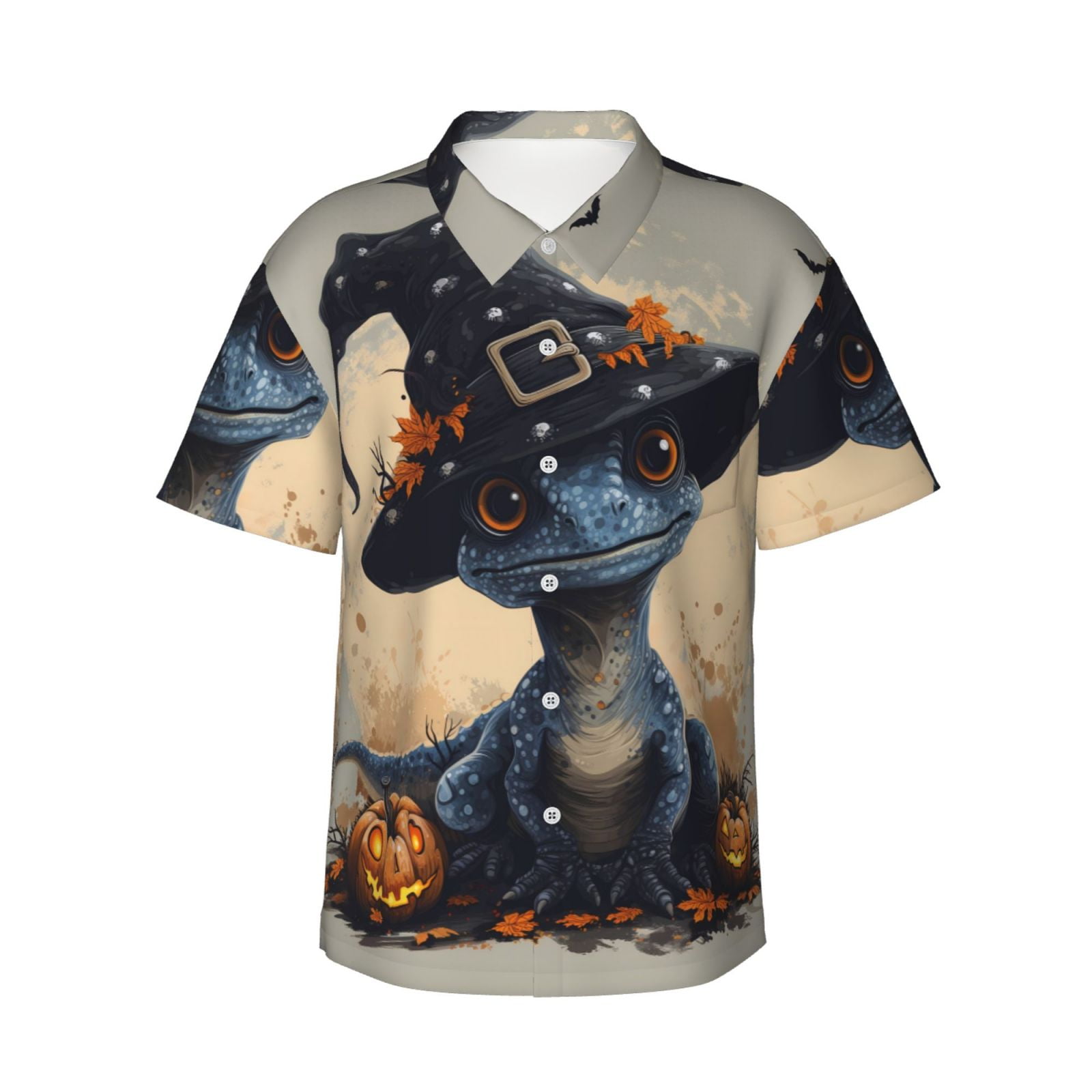 Hawaiian Shirt for Men, Halloween Witch Hat Lizard Summer Shirts for ...