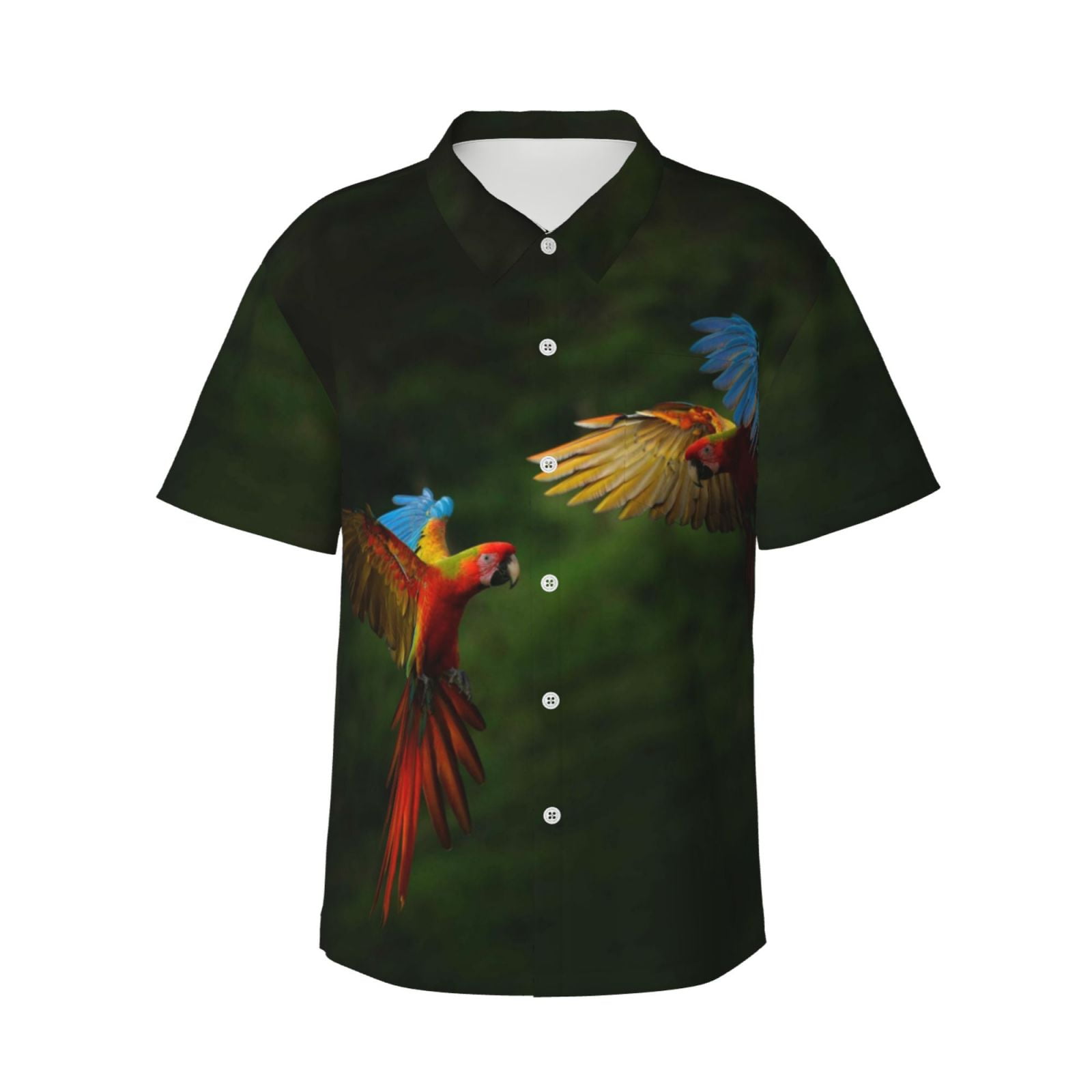 Hawaiian Shirt for Men, Hybrid Parrot in the Forest Summer Shirts for ...