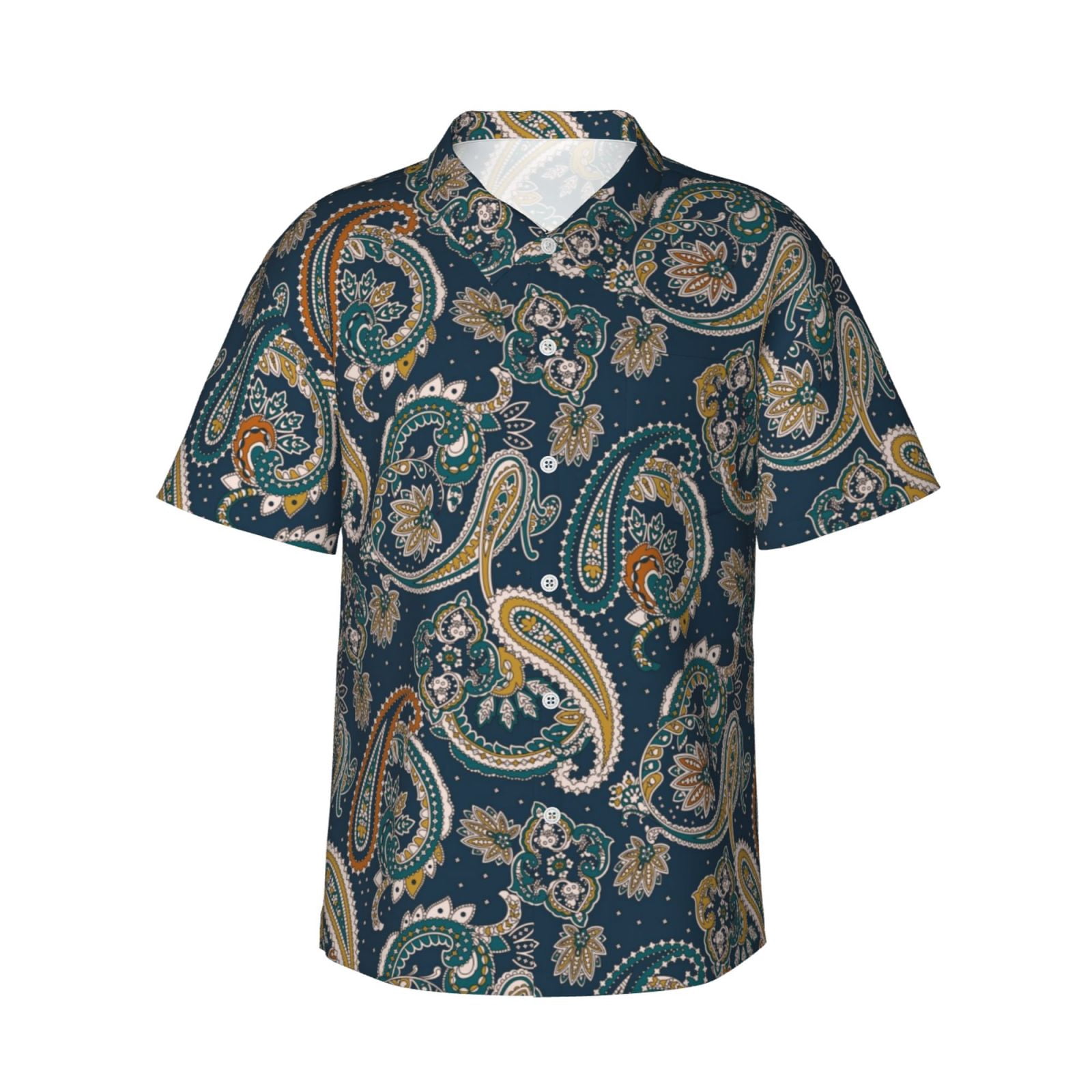 Hawaiian Shirt for Men - Indian Paisley 2 Casual Short Sleeve Button ...