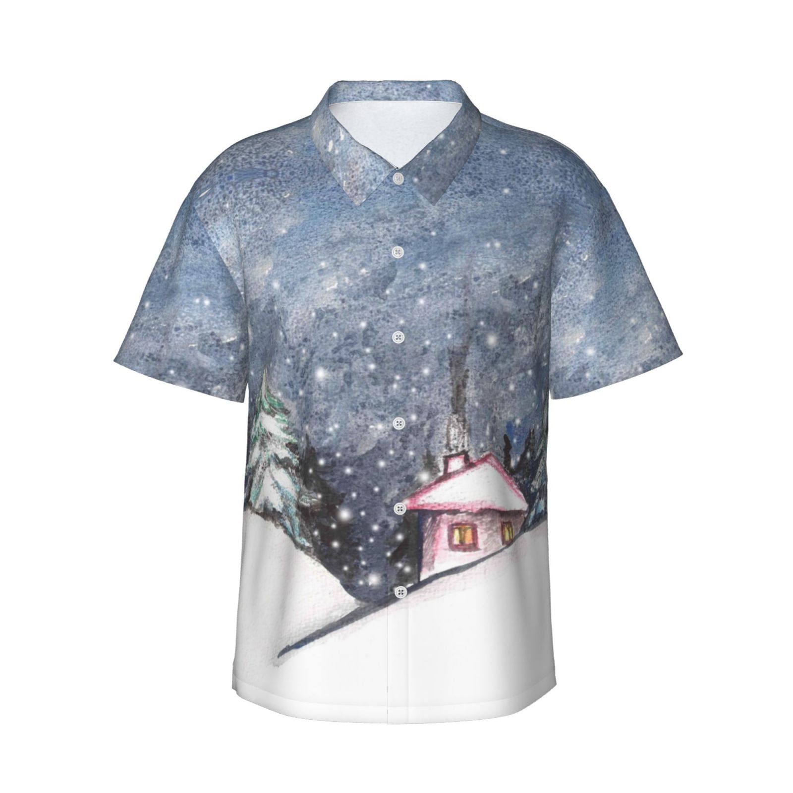 Hawaiian Shirt for Men, Landscape For Christmas Summer Shirts for Men, Mens Button Down Short ...