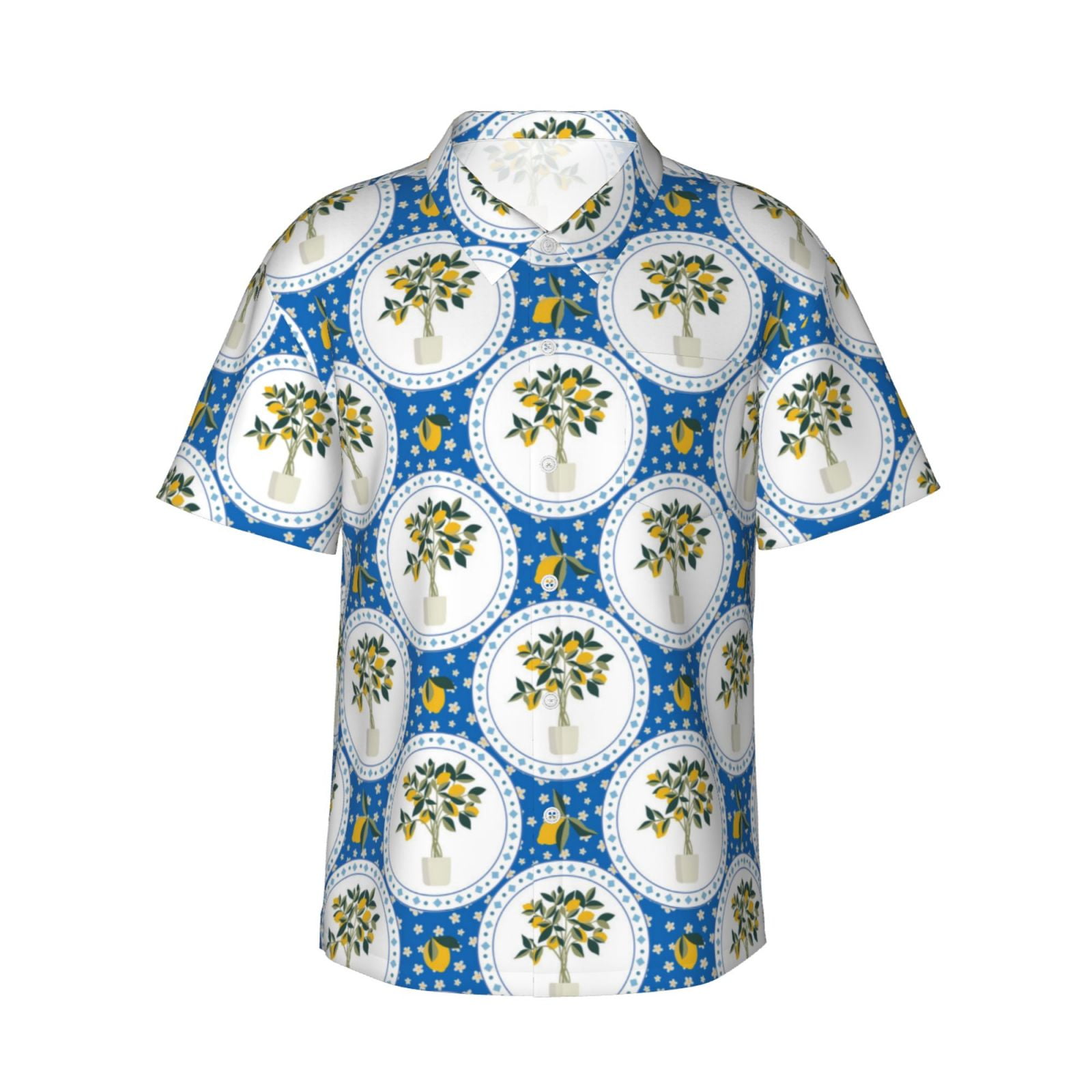 Hawaiian Shirt for Men, Lemon tree lemons blue Italian style Summer ...