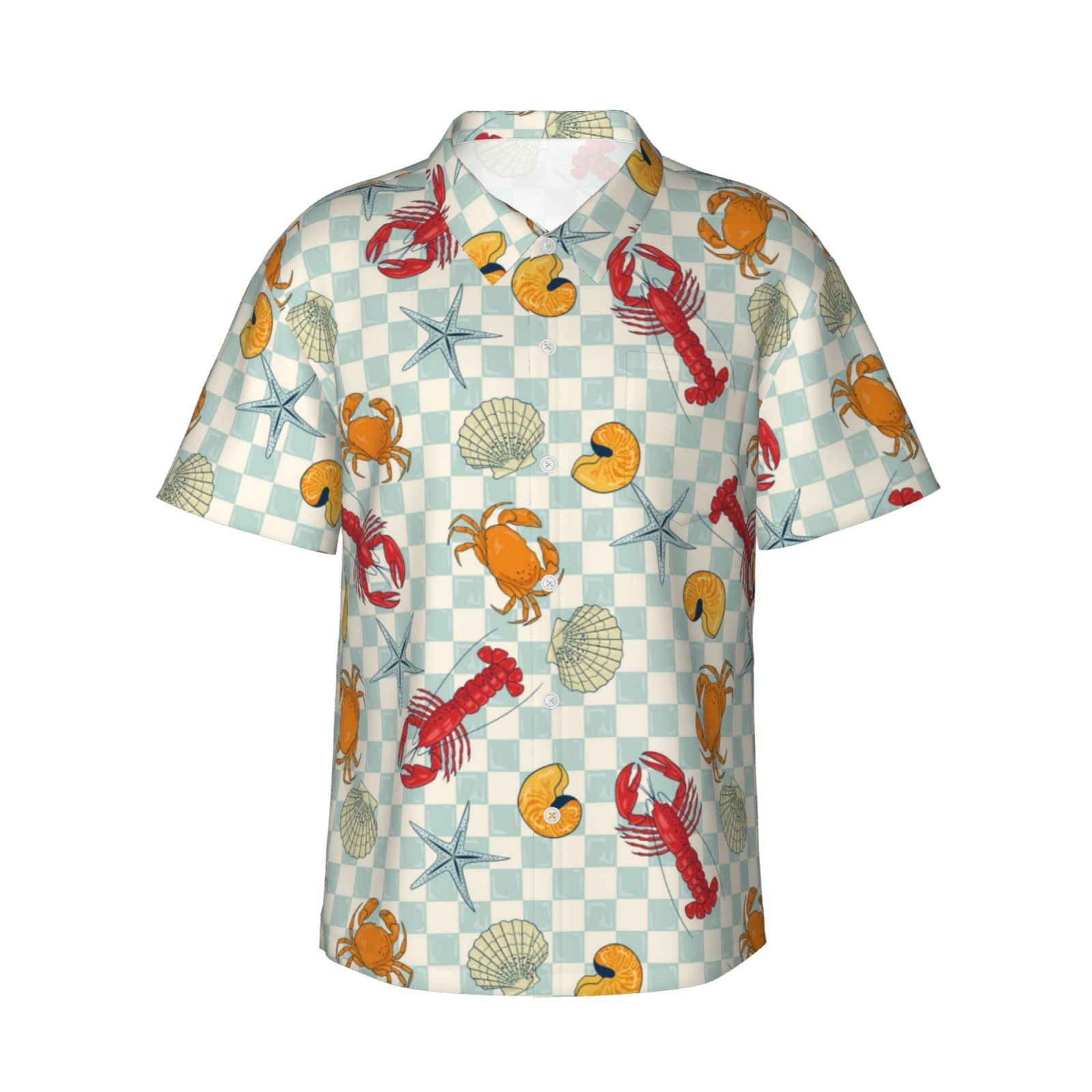 Hawaiian Shirt for Men, Lobster Sea Shell Summer Shirts for Men, Mens ...