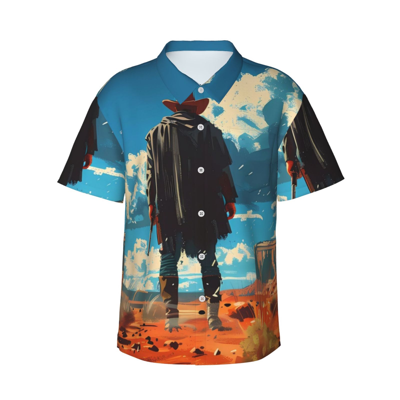 Hawaiian Shirt for Men, Lone Cowboy Desert Scene Summer Shirts for Men ...