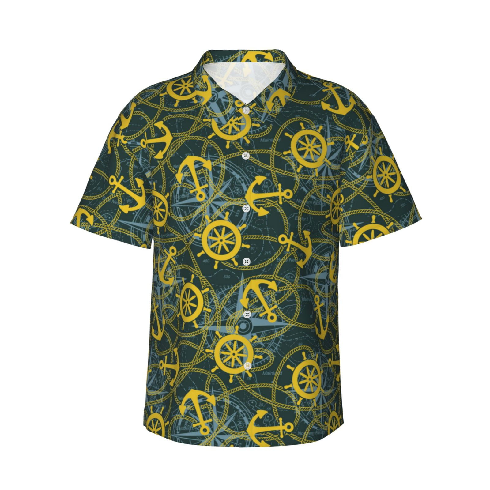 Hawaiian Shirt for Men, Marine Anchors And Compass Summer Shirts for ...