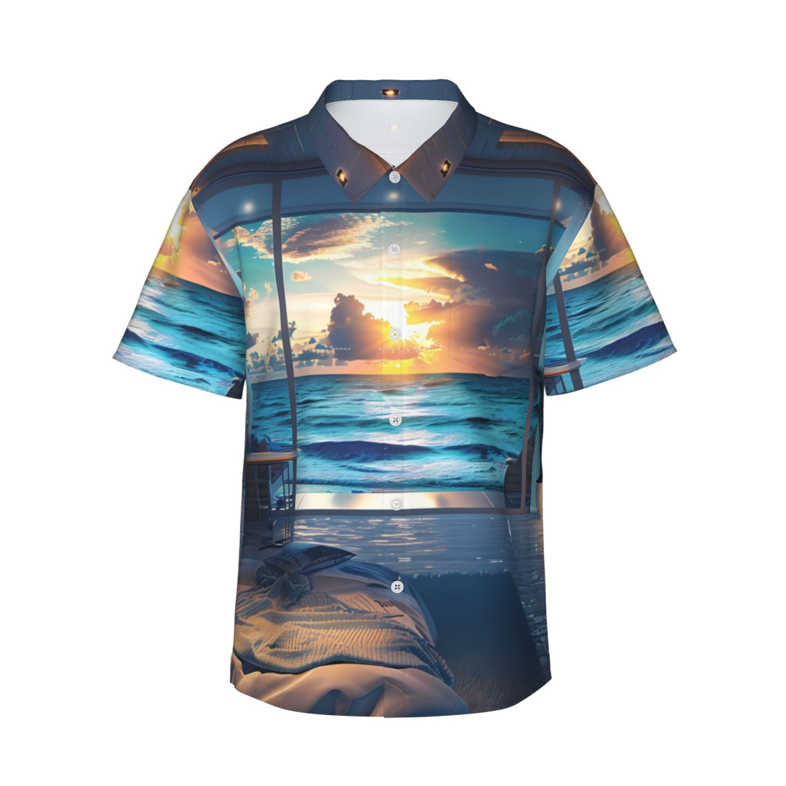Hawaiian Shirt for Men, Ocean View Bedroom Summer Shirts for Men, Mens ...