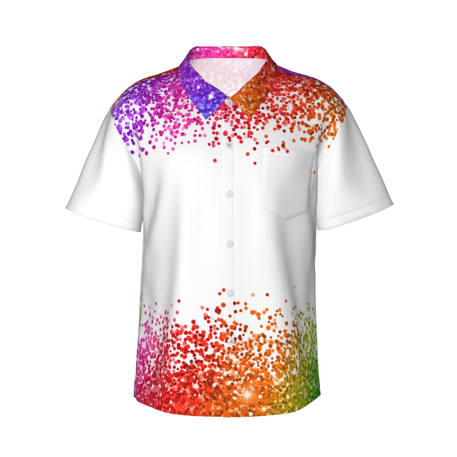 Hawaiian Shirt for Men - Rainbow Glitter Frame Casual Summer Beach ...