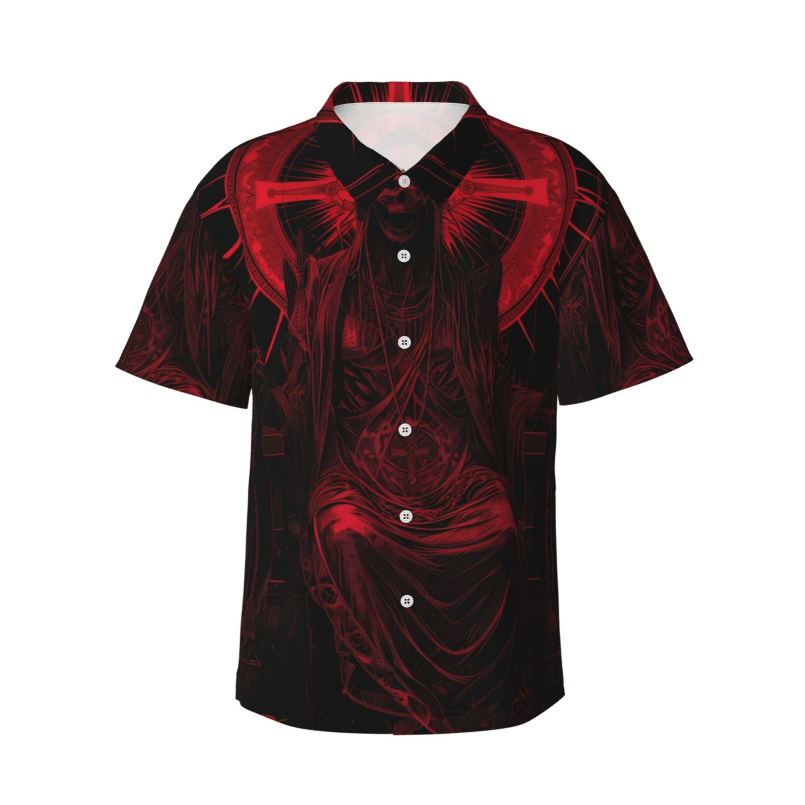 Hawaiian Shirt for Men, Red Gothic Skeleton Throne Summer Shirts for ...