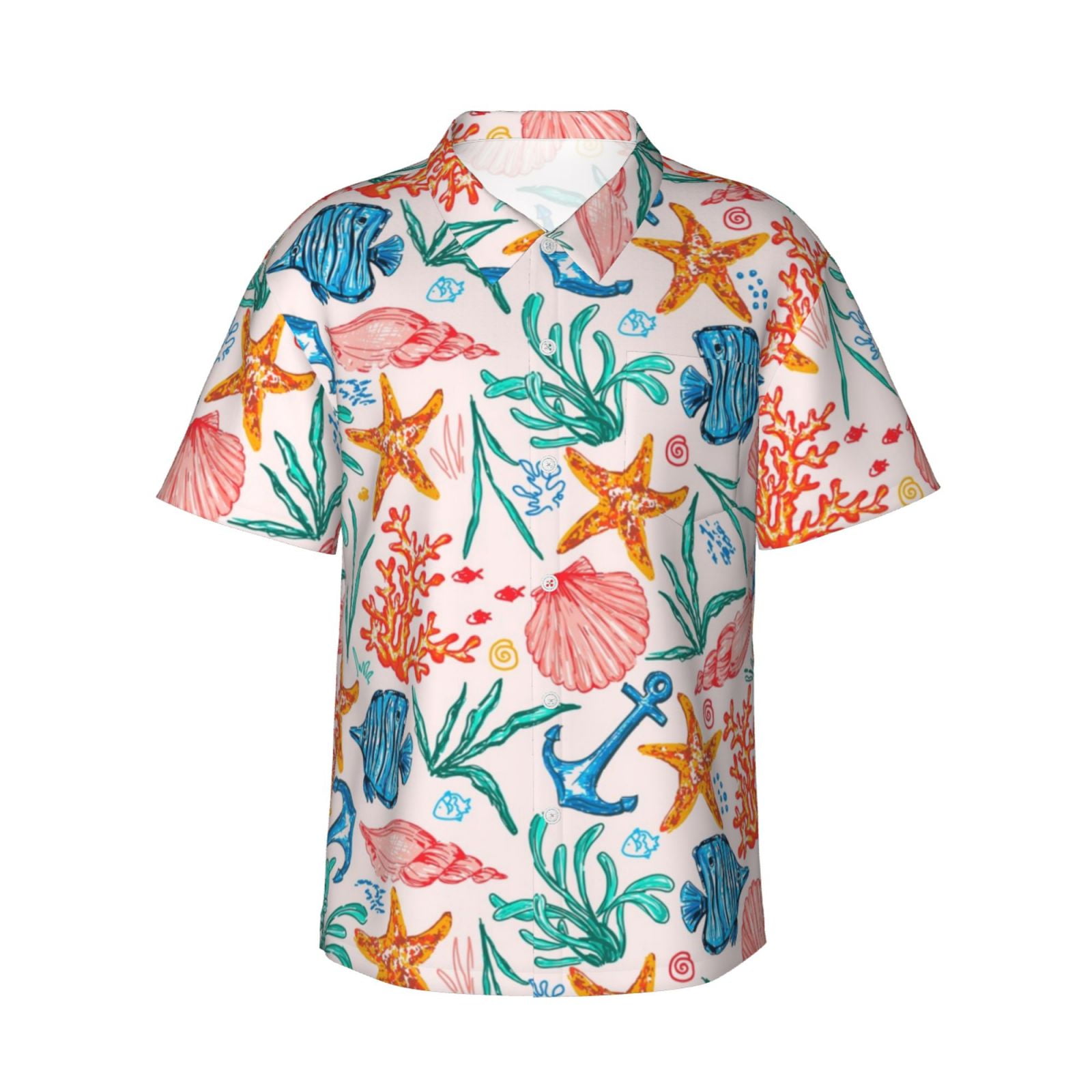 Hawaiian Shirt for Men - Sea Creatures Casual Summer Beach Shirts Mens ...