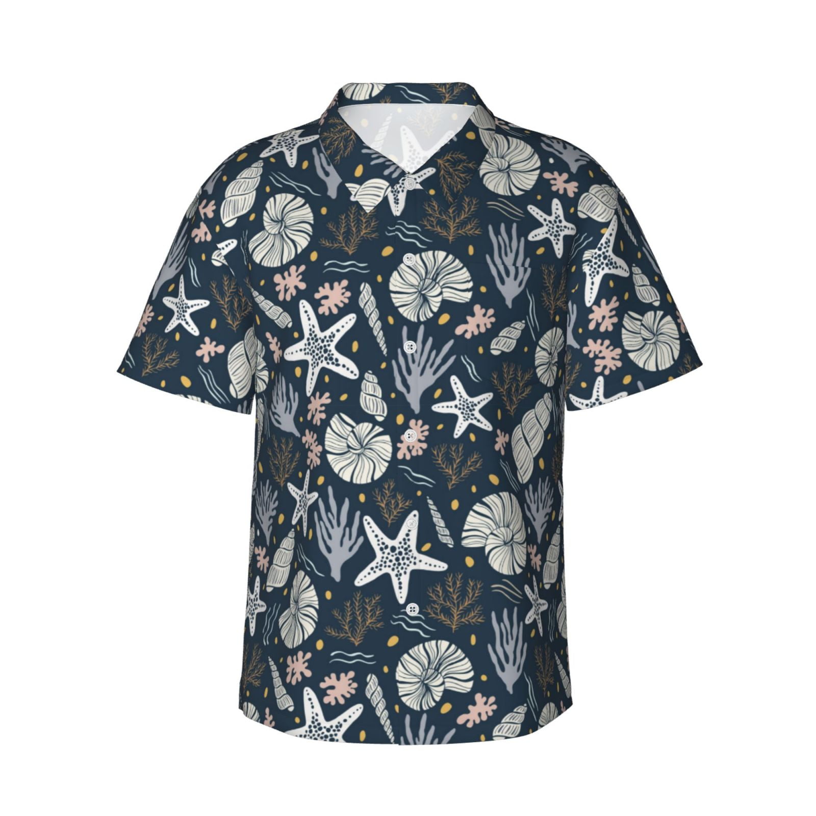 Hawaiian Shirt for Men, Sea Shells 1 Summer Shirts for Men, Mens Button ...