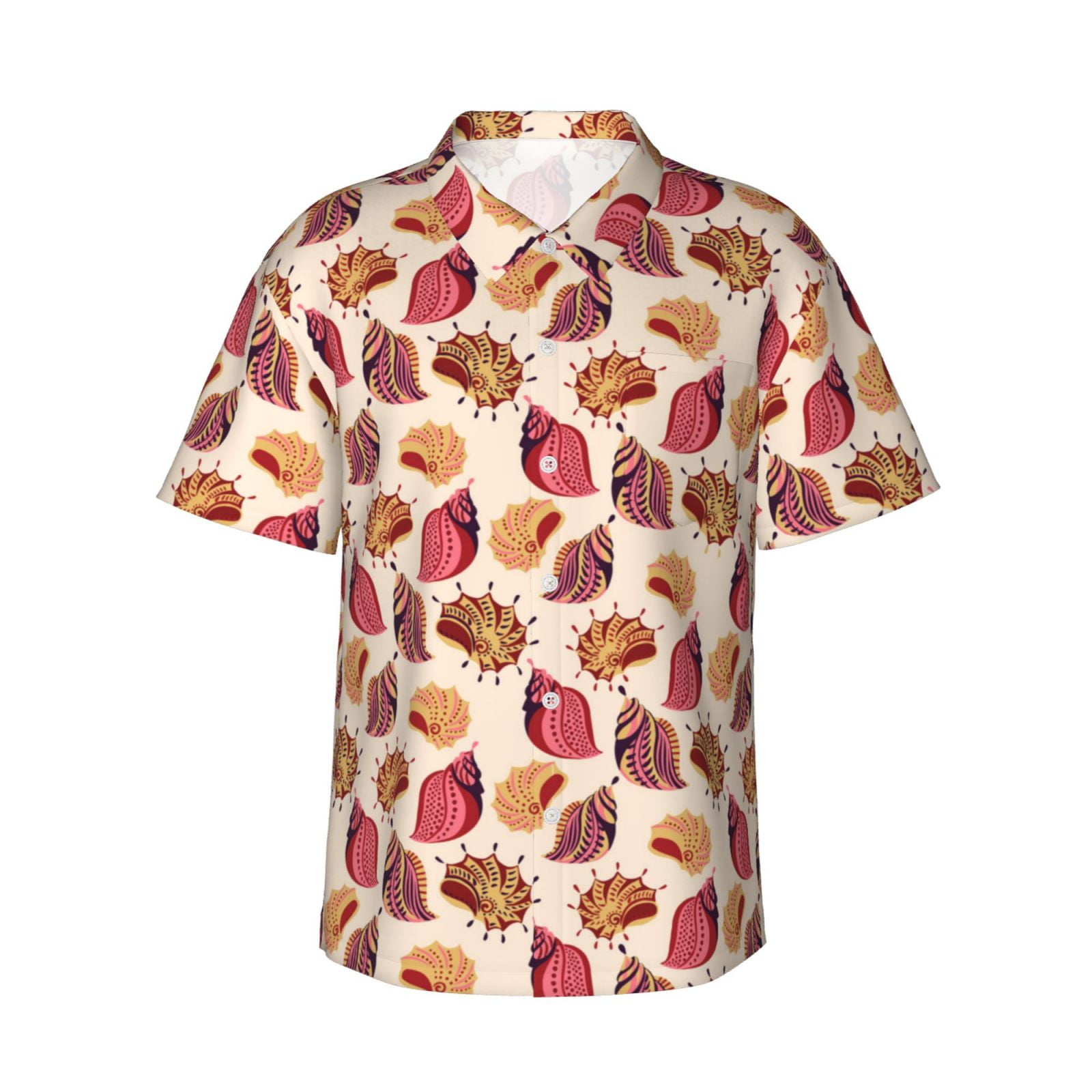 Hawaiian Shirt for Men - Sea Shells Casual Short Sleeve Button Down Men ...