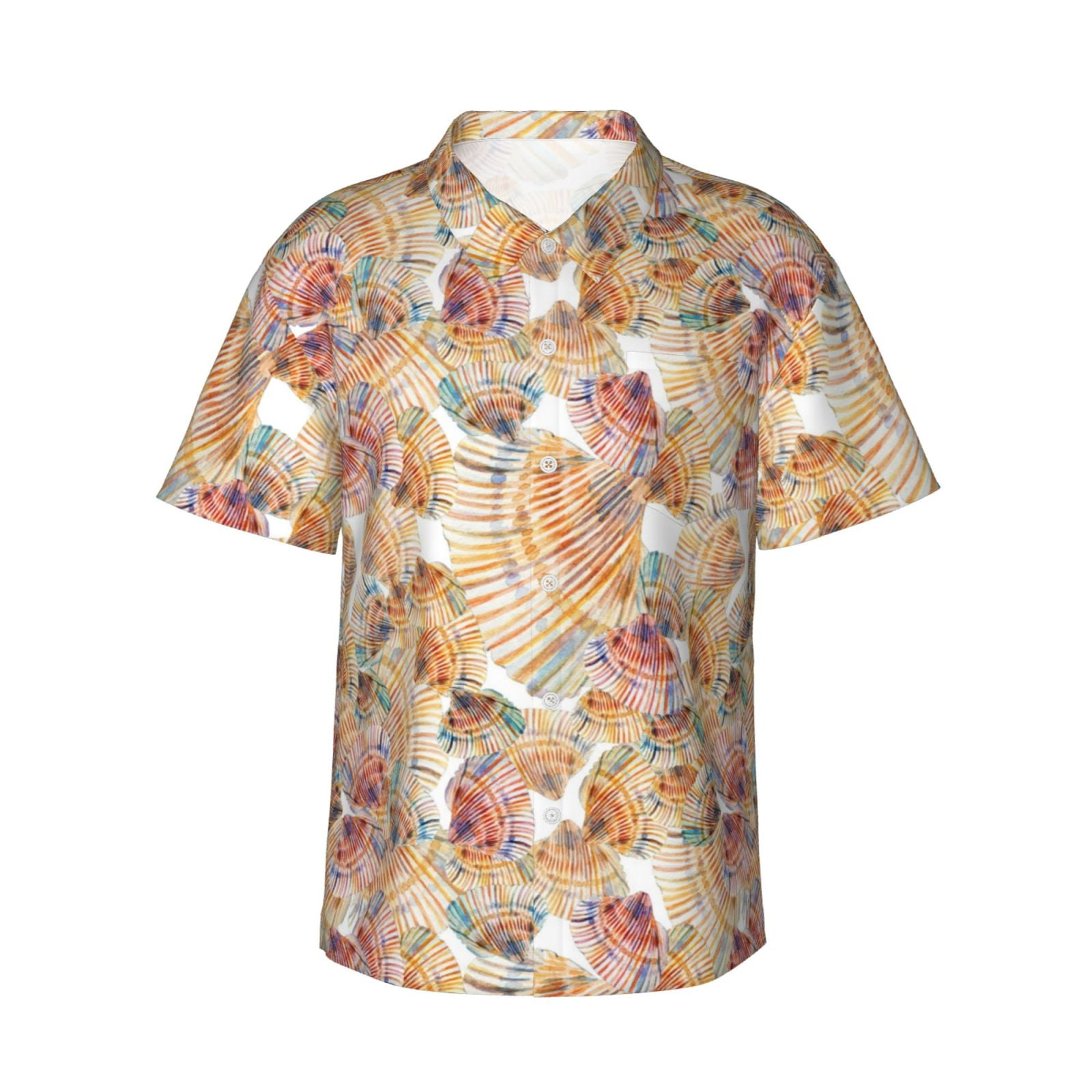 Hawaiian Shirt for Men - Seashells Casual Summer Beach Shirts Mens ...