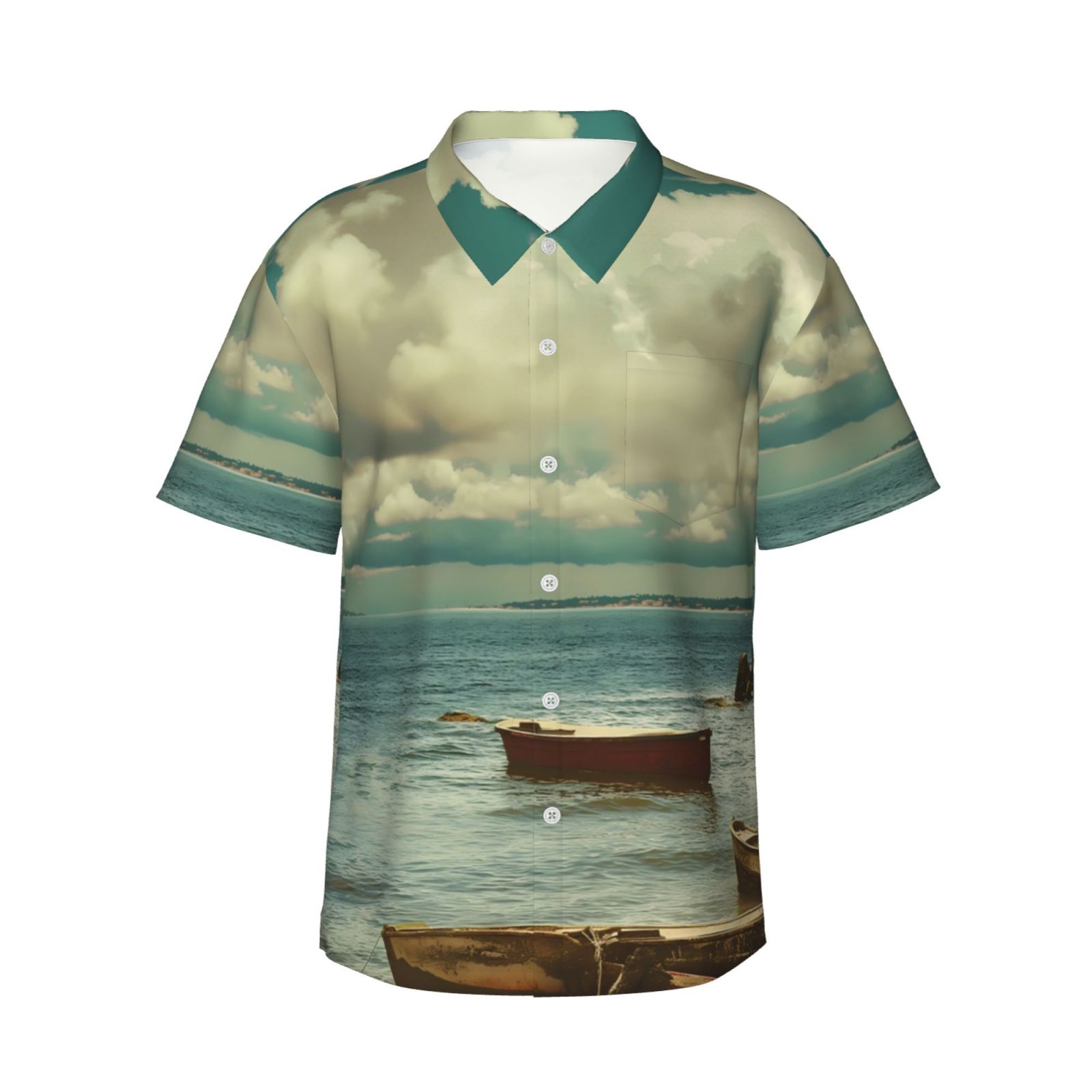 Hawaiian Shirt for Men, Serene Coastal Blue Sky Summer Shirts for Men ...