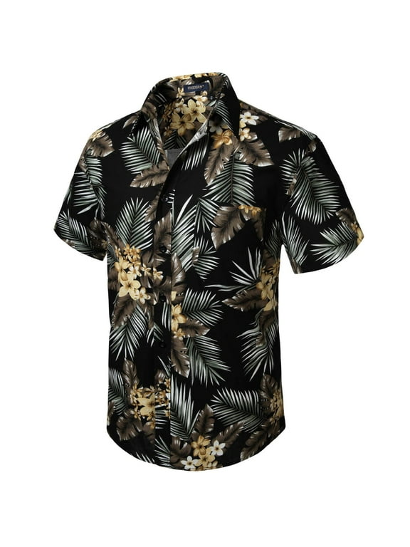 ALAZA Elegant Tropical Floral-k2 Men's Hawaiian Shirt Short Sleeve ...