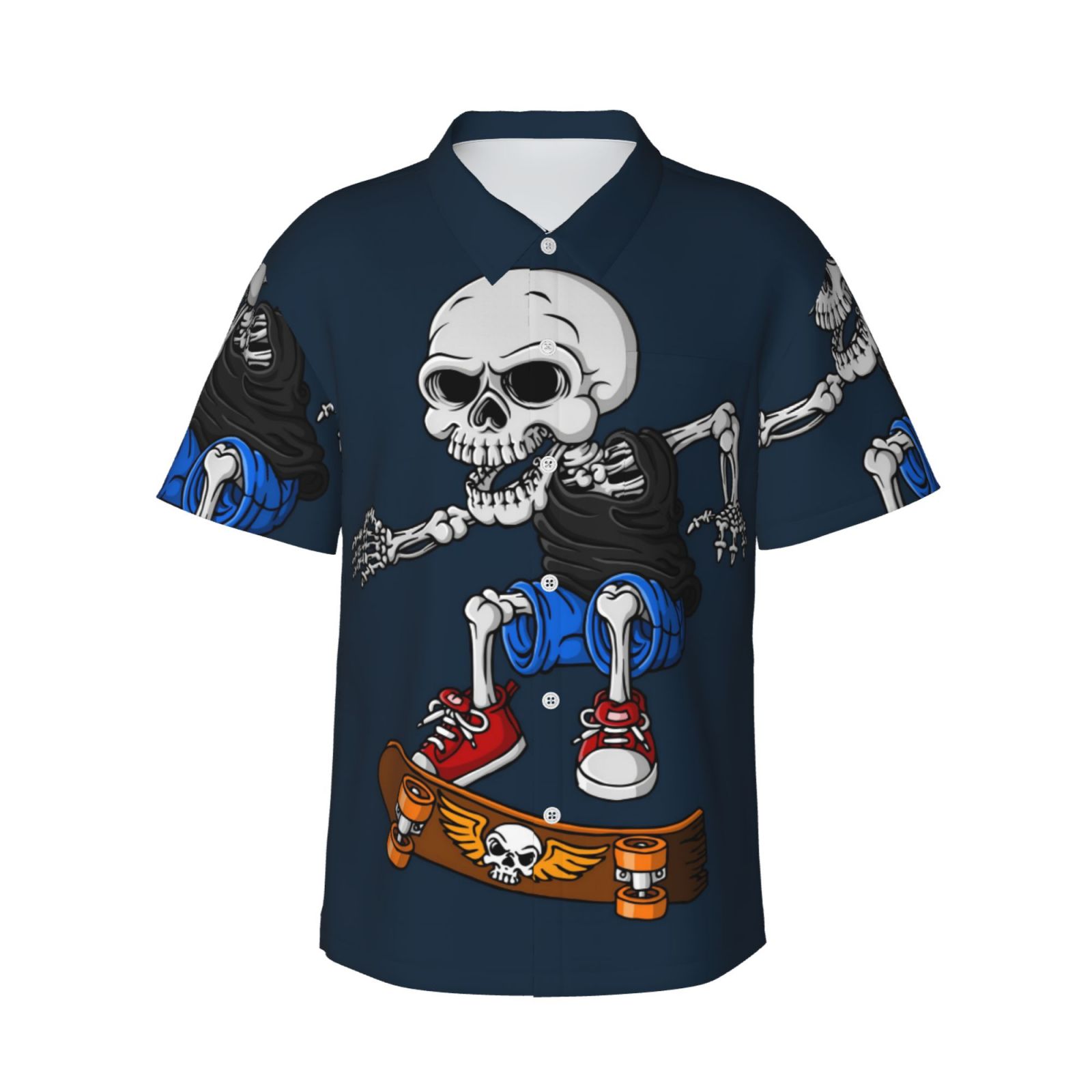 Hawaiian Shirt for Men, Skater Skeleton Thrills Summer Shirts for Men ...