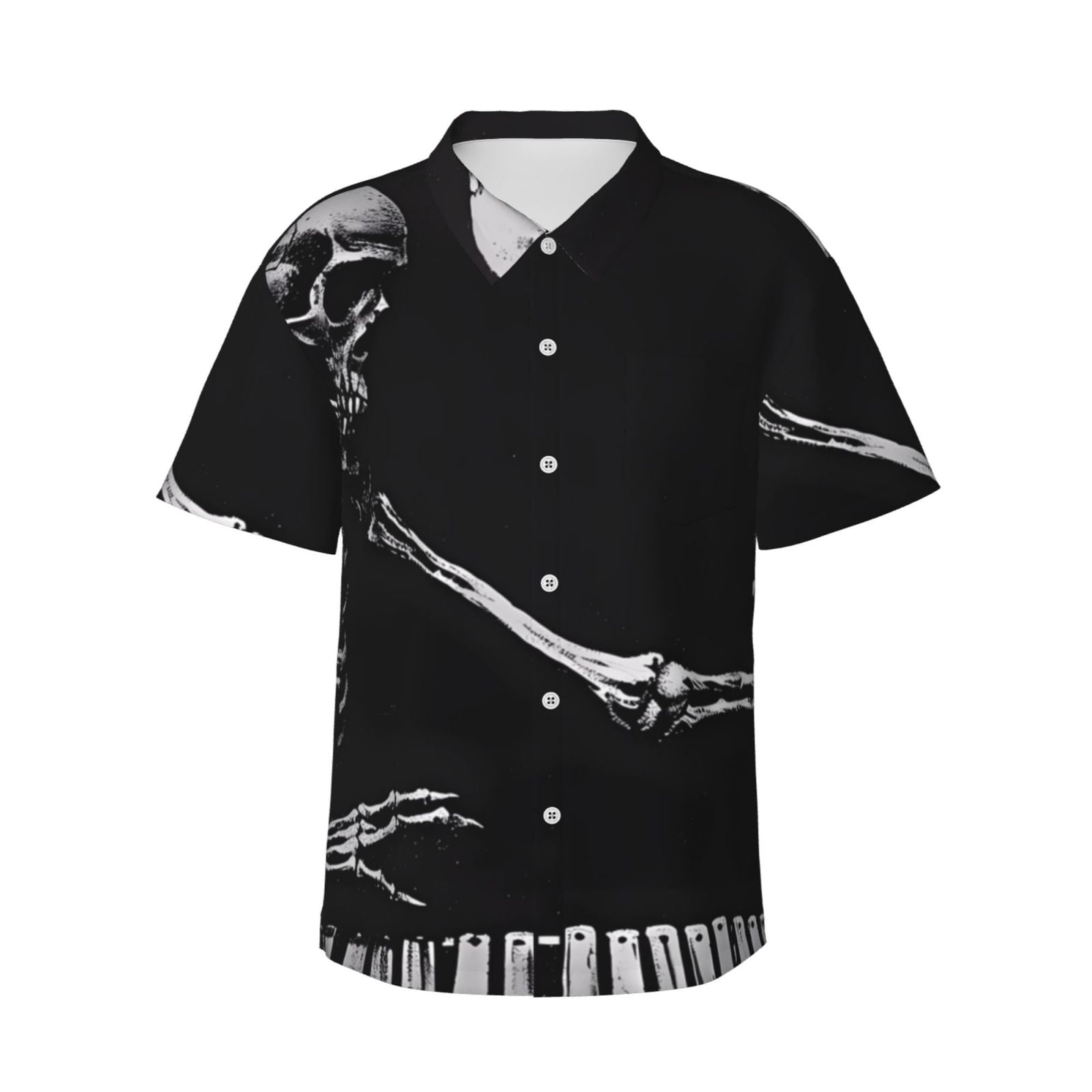 Hawaiian Shirt for Men - Skeleton Playing Xylophone Casual Short Sleeve ...
