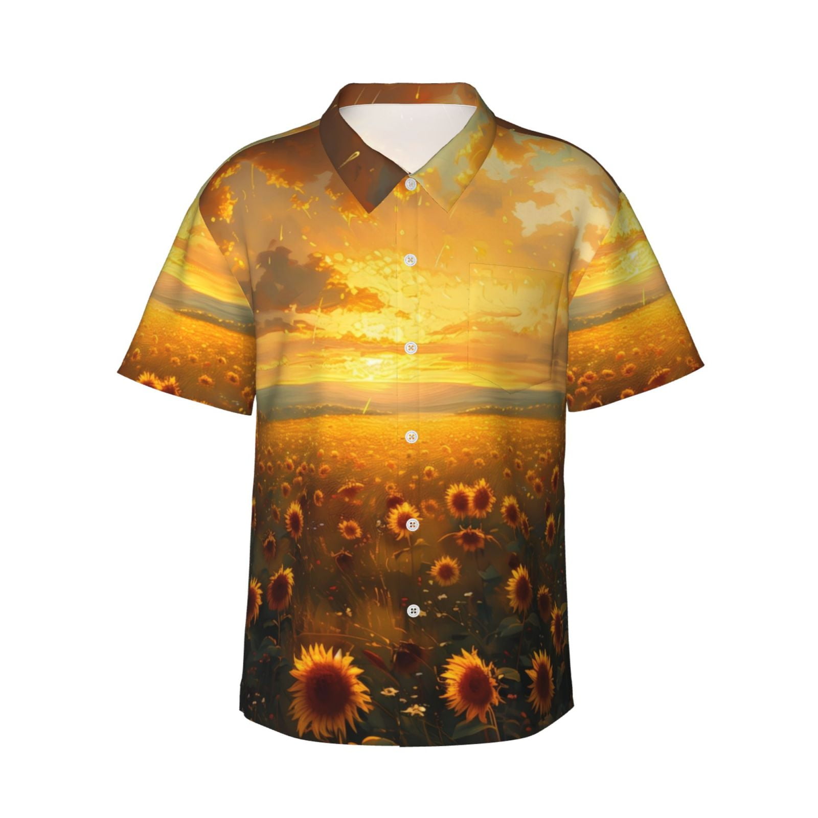 Hawaiian Shirt for Men - Sunflower Sunset Rainfall Casual Summer Beach ...