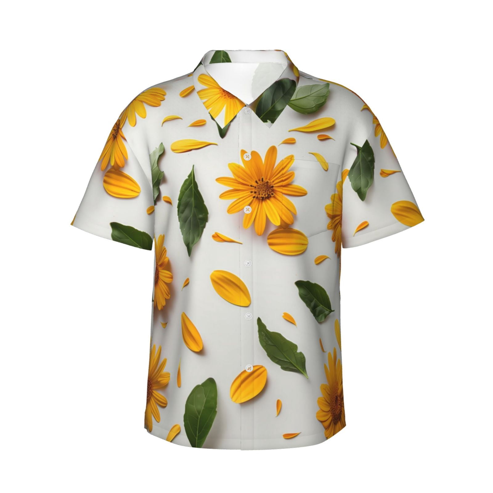 Hawaiian Shirt for Men, Sunny Yellow SunFlower Summer Shirts for Men ...