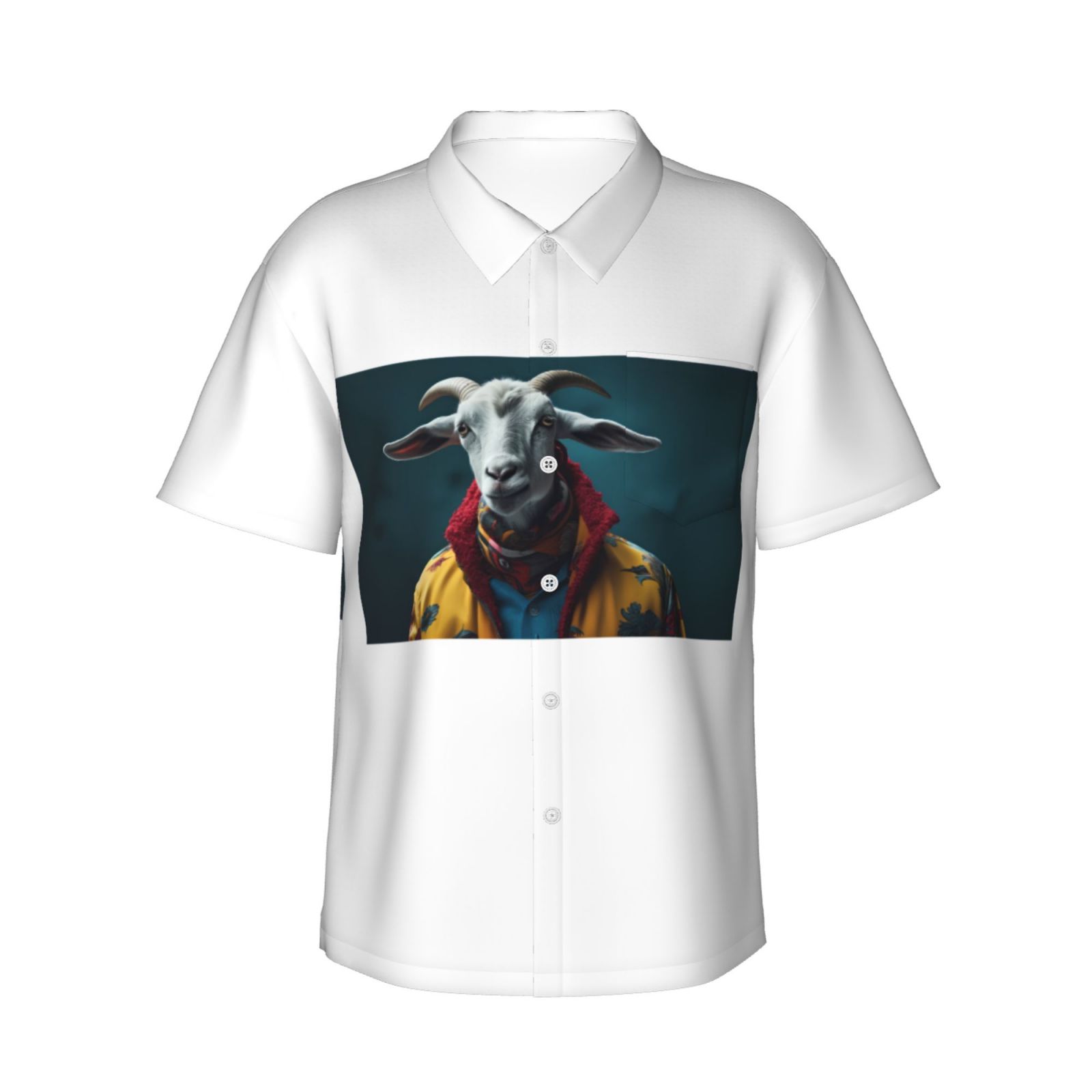 Hawaiian Shirt for Men - Surrealist Goat Casual Summer Beach Shirts ...