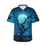 Hawaiian Shirt for Men - Tree Moon Night Sky Casual Summer Beach Shirts ...
