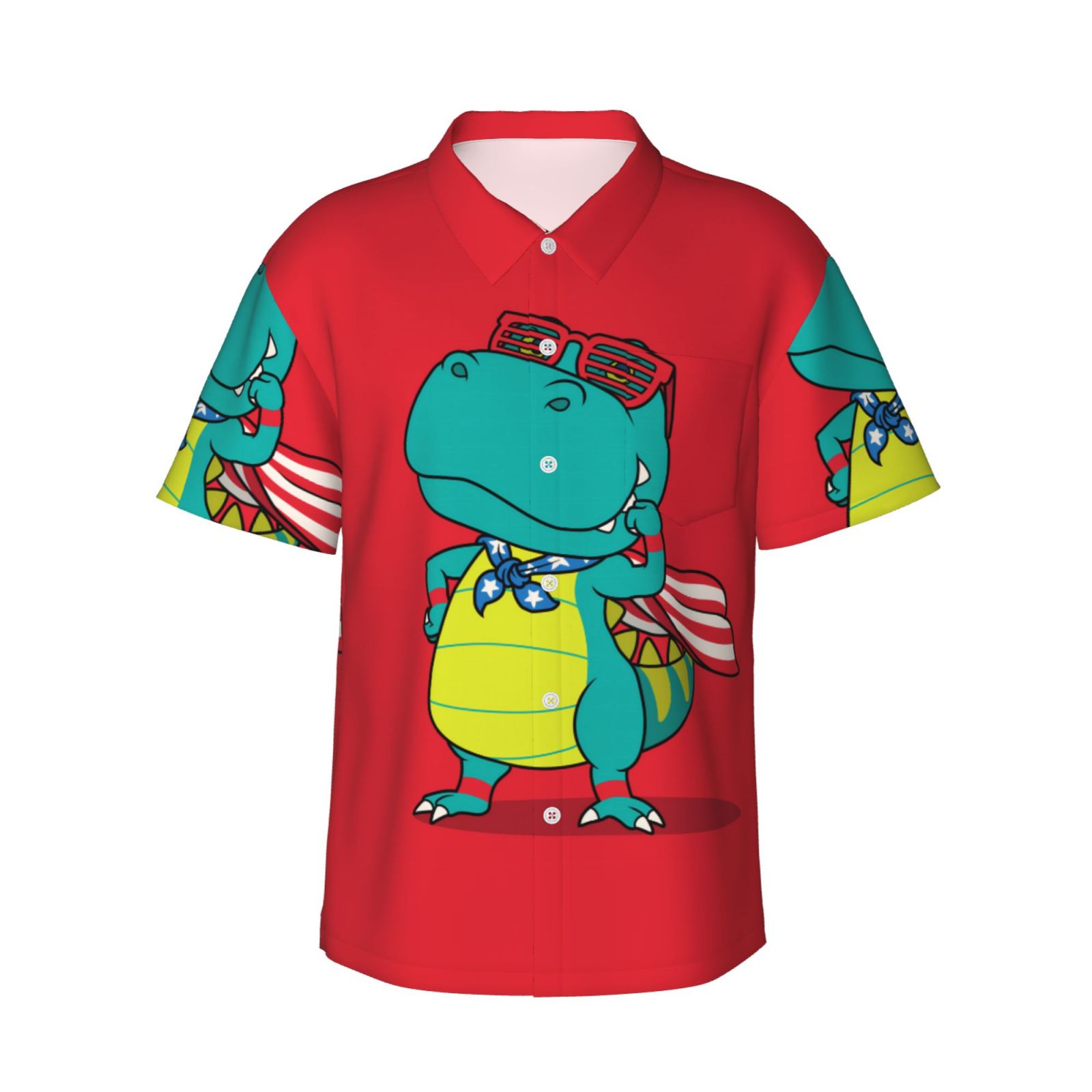 Hawaiian Shirt for Men, USA Confident Superhero Dino Summer Shirts for ...