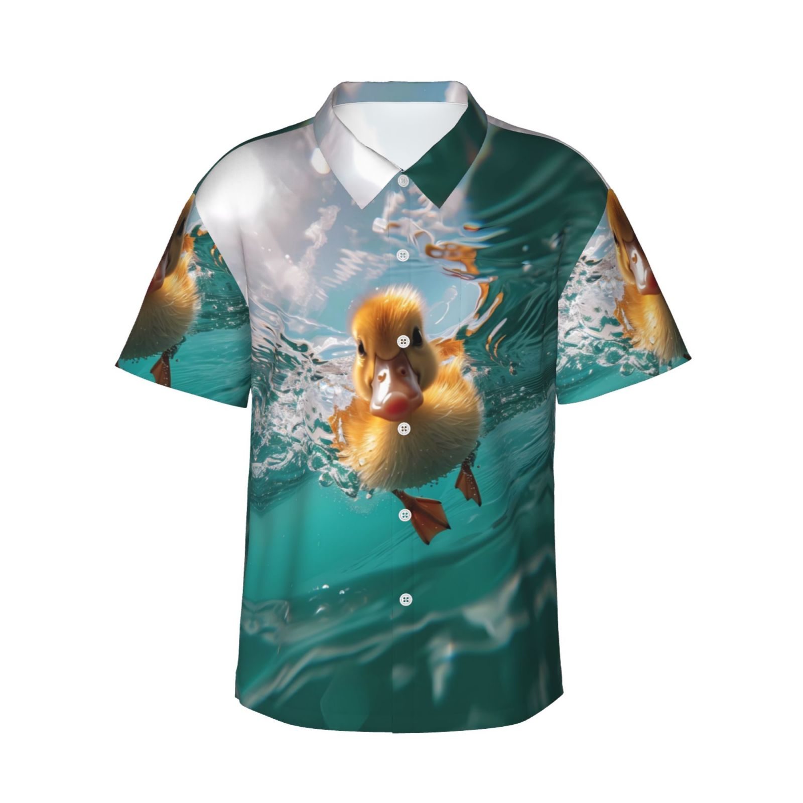 Hawaiian Shirt for Men, Underwater Swimming Duck Summer Shirts for Men ...