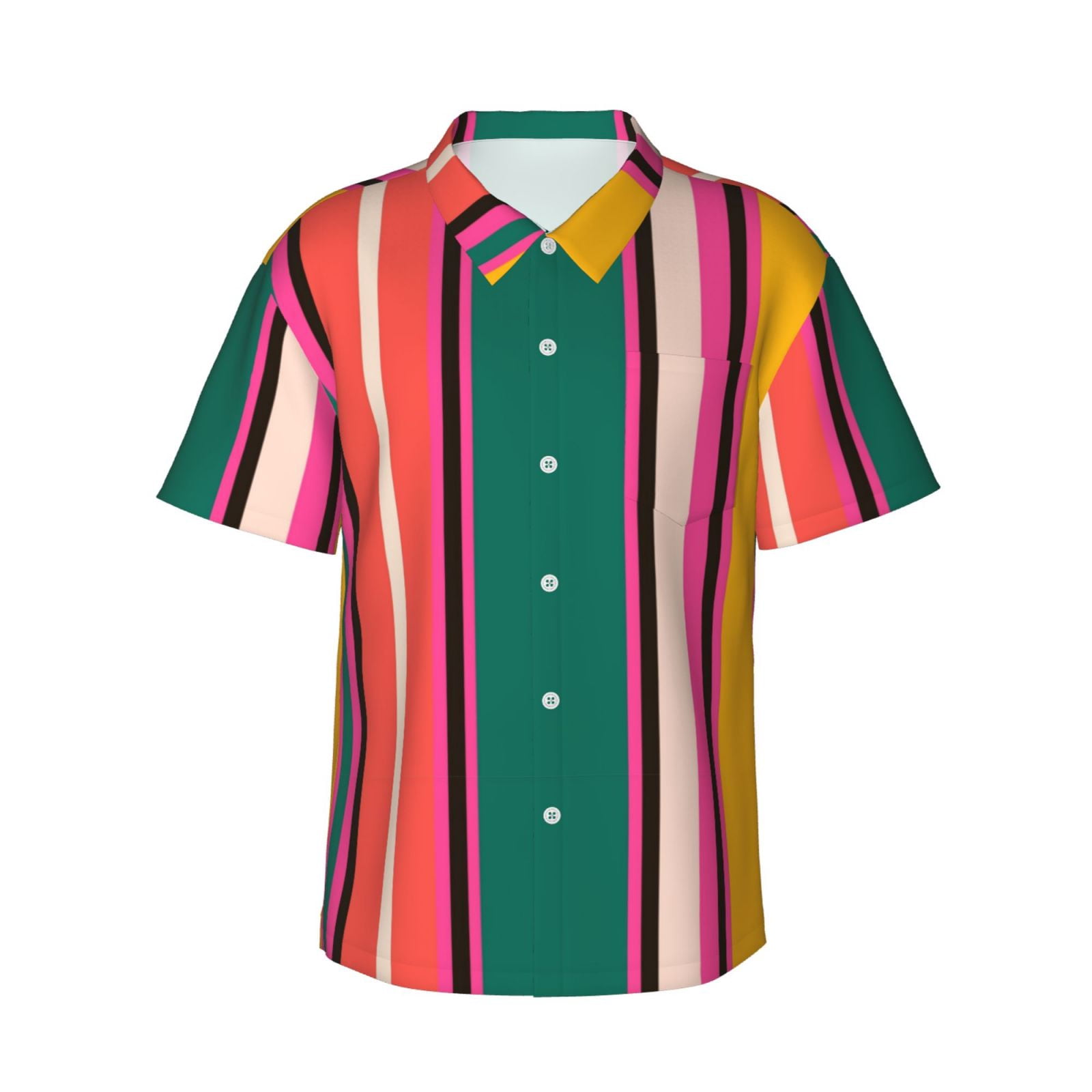 Hawaiian Shirt for Men, Vertical Stripes Summer Shirts for Men, Mens ...