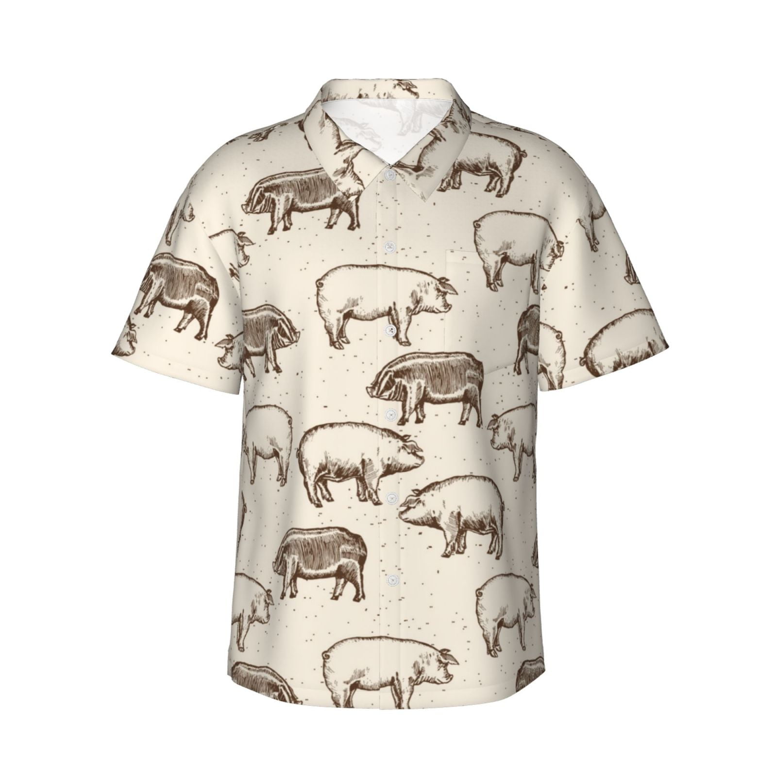 Hawaiian Shirt for Men, Vintage Farm Pigs Summer Shirts for Men, Mens ...