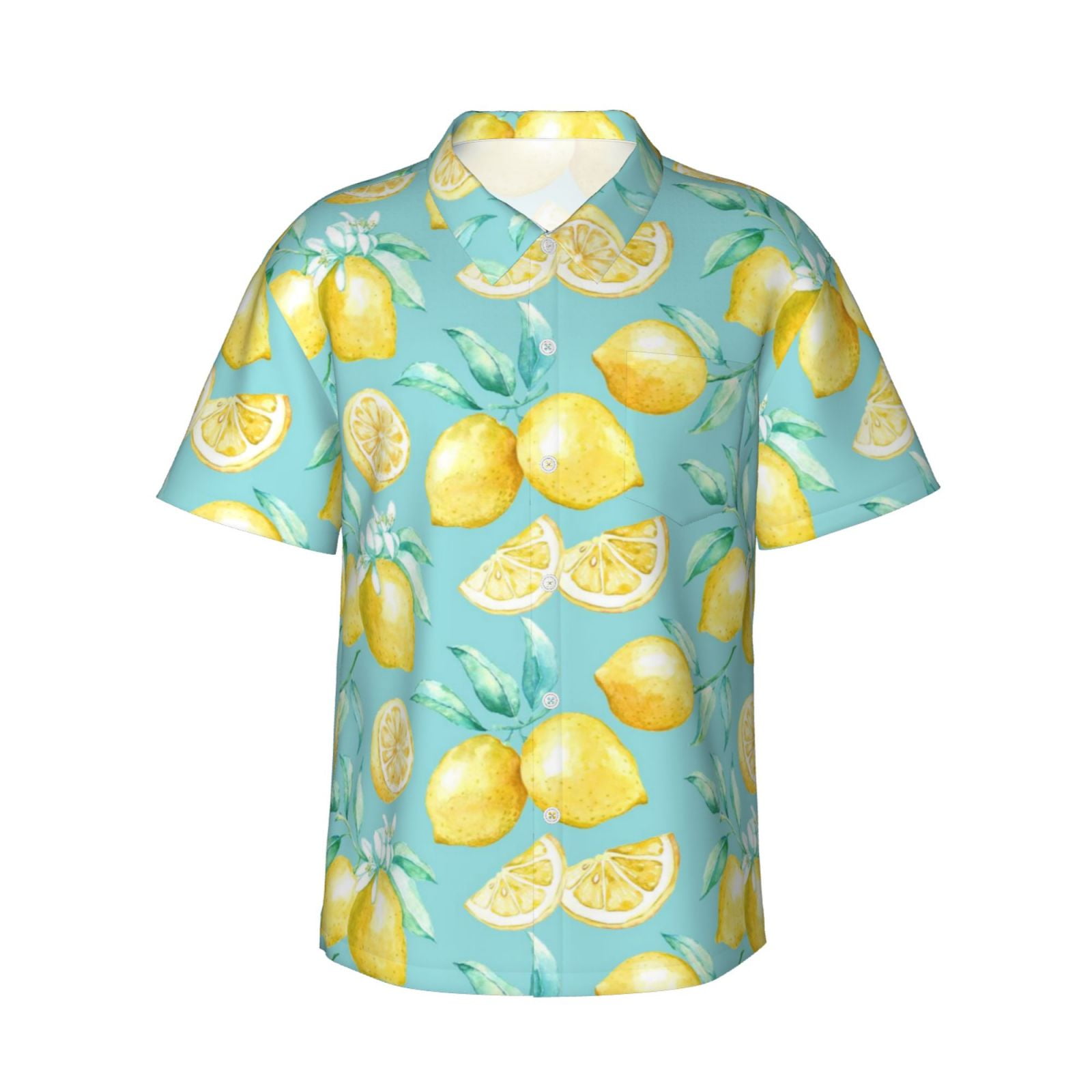 Hawaiian Shirt for Men, Yellow Lemon Summer Shirts for Men, Mens Button ...