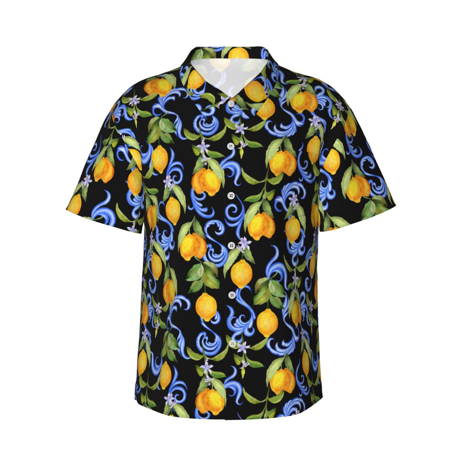 Hawaiian Shirt for Men - Yellow lemons sicilian style Casual Summer ...
