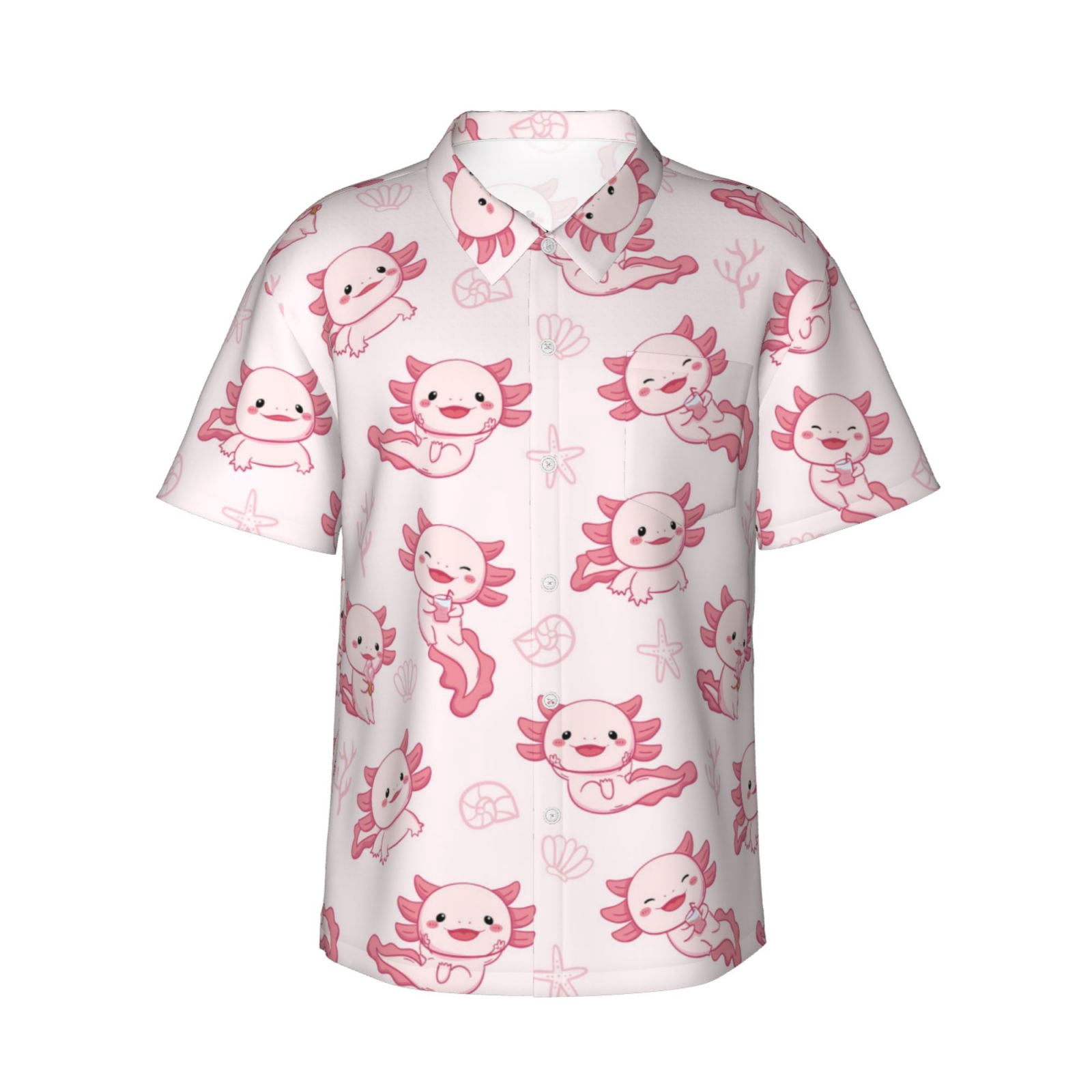 Hawaiian Shirt for Men, axolotl salamander funny pink Summer Shirts for ...