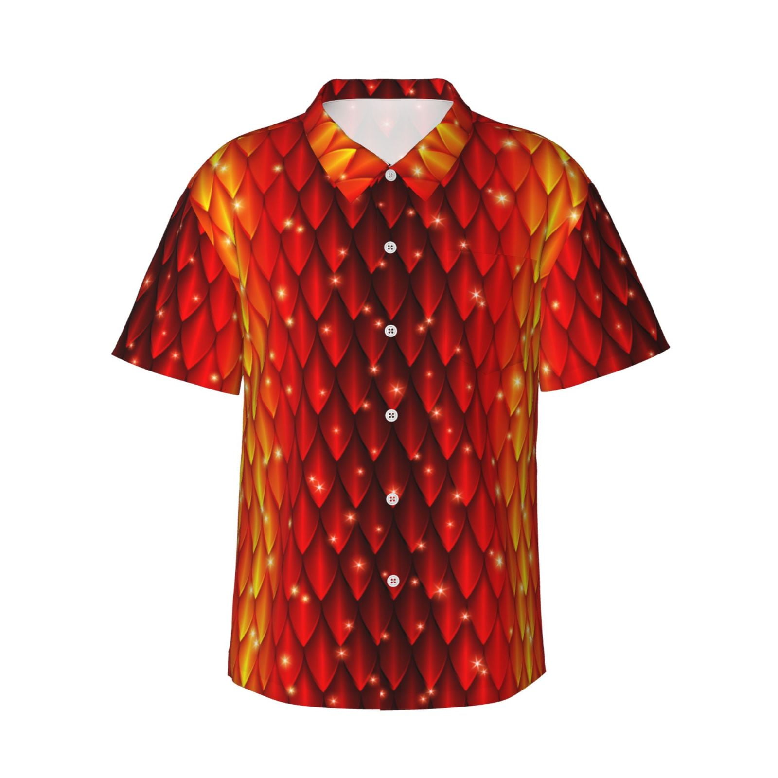 Hawaiian Shirt for Men - cool Red Dragon Skin scale Casual Short Sleeve ...
