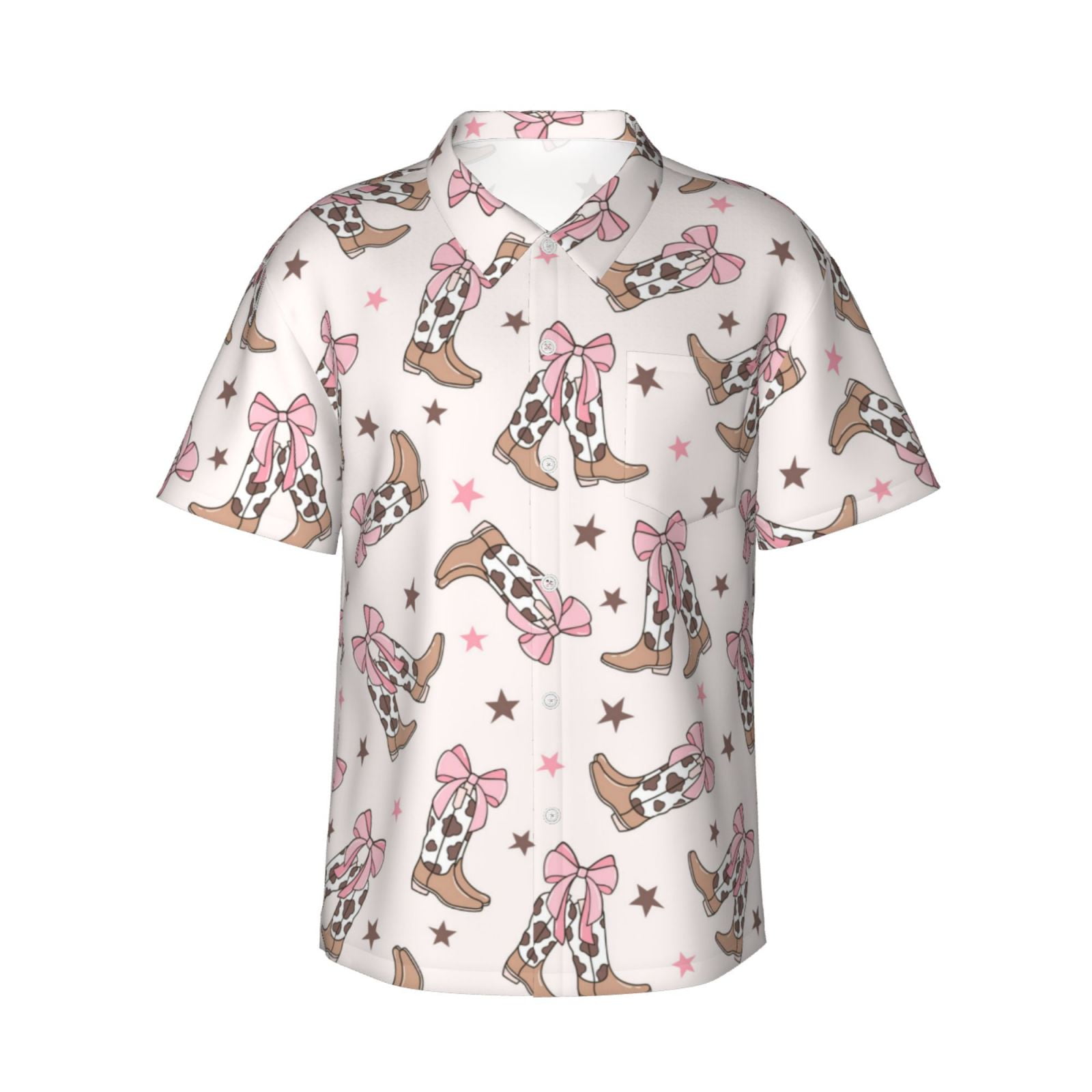 Hawaiian Shirt for Men, cow bows cowgirl boots print Summer Shirts for ...