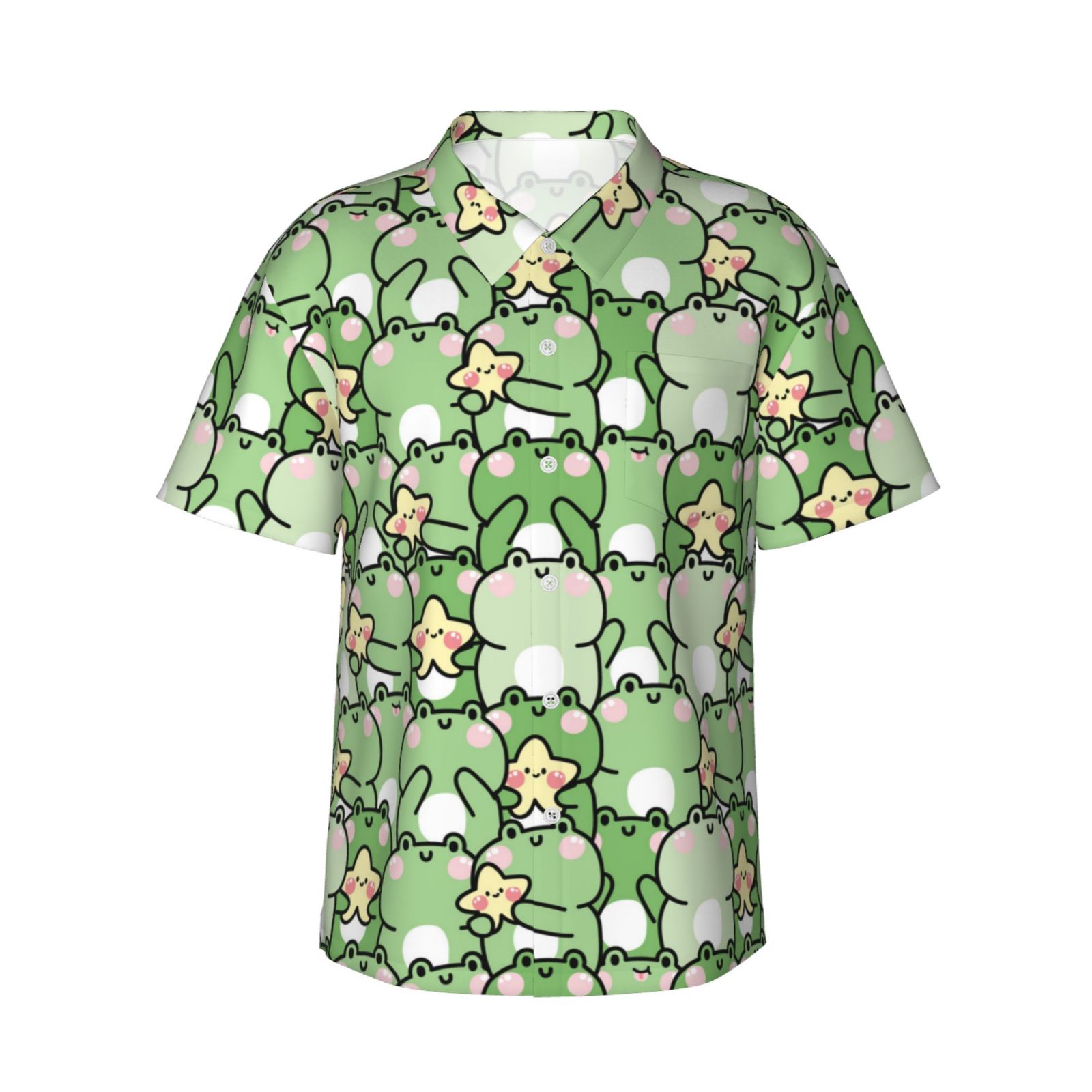 Hawaiian Shirt for Men, cute frog cartoon star Summer Shirts for Men ...