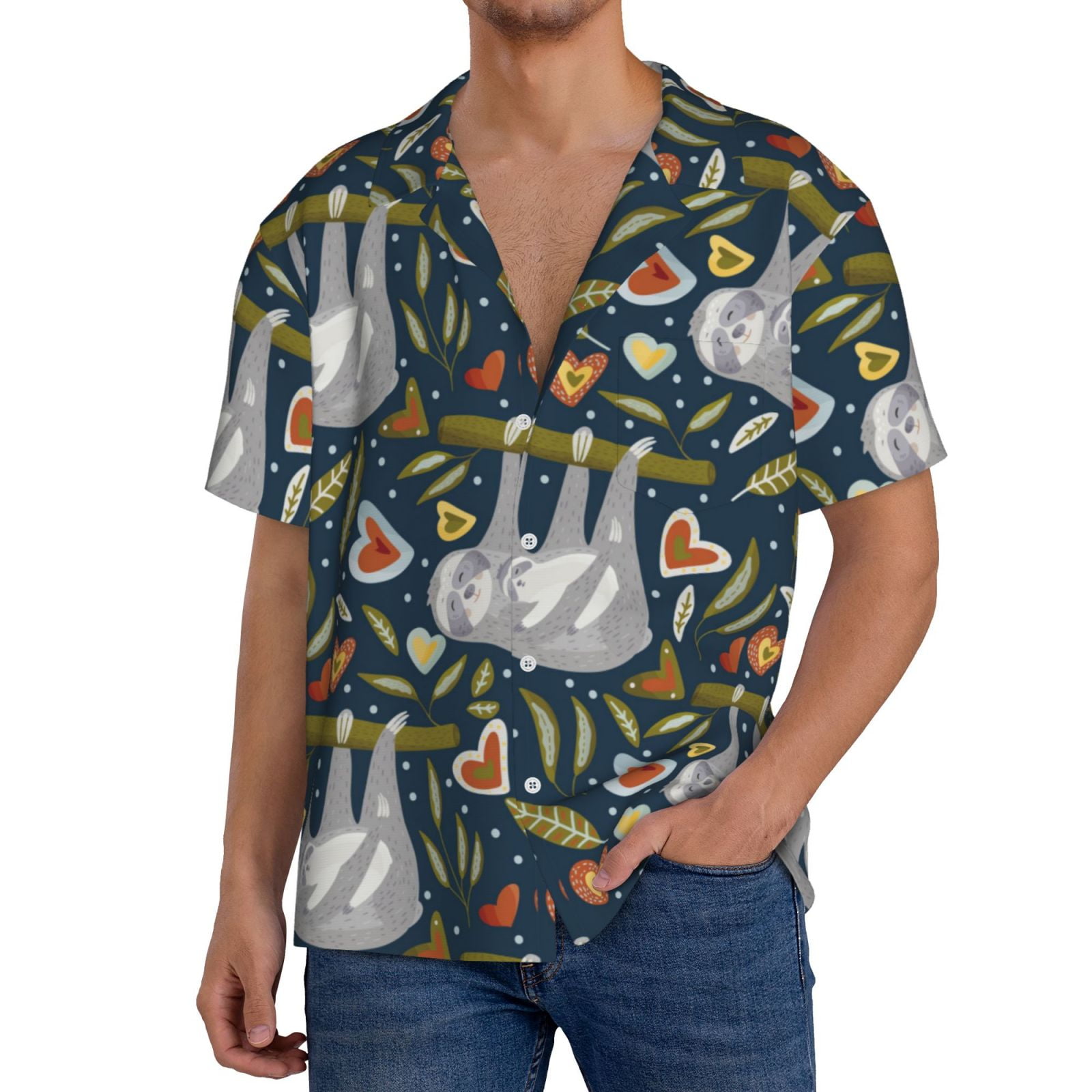 Hawaiian Shirt for Men - cute sloth A Short Sleeve Button Down Casual ...