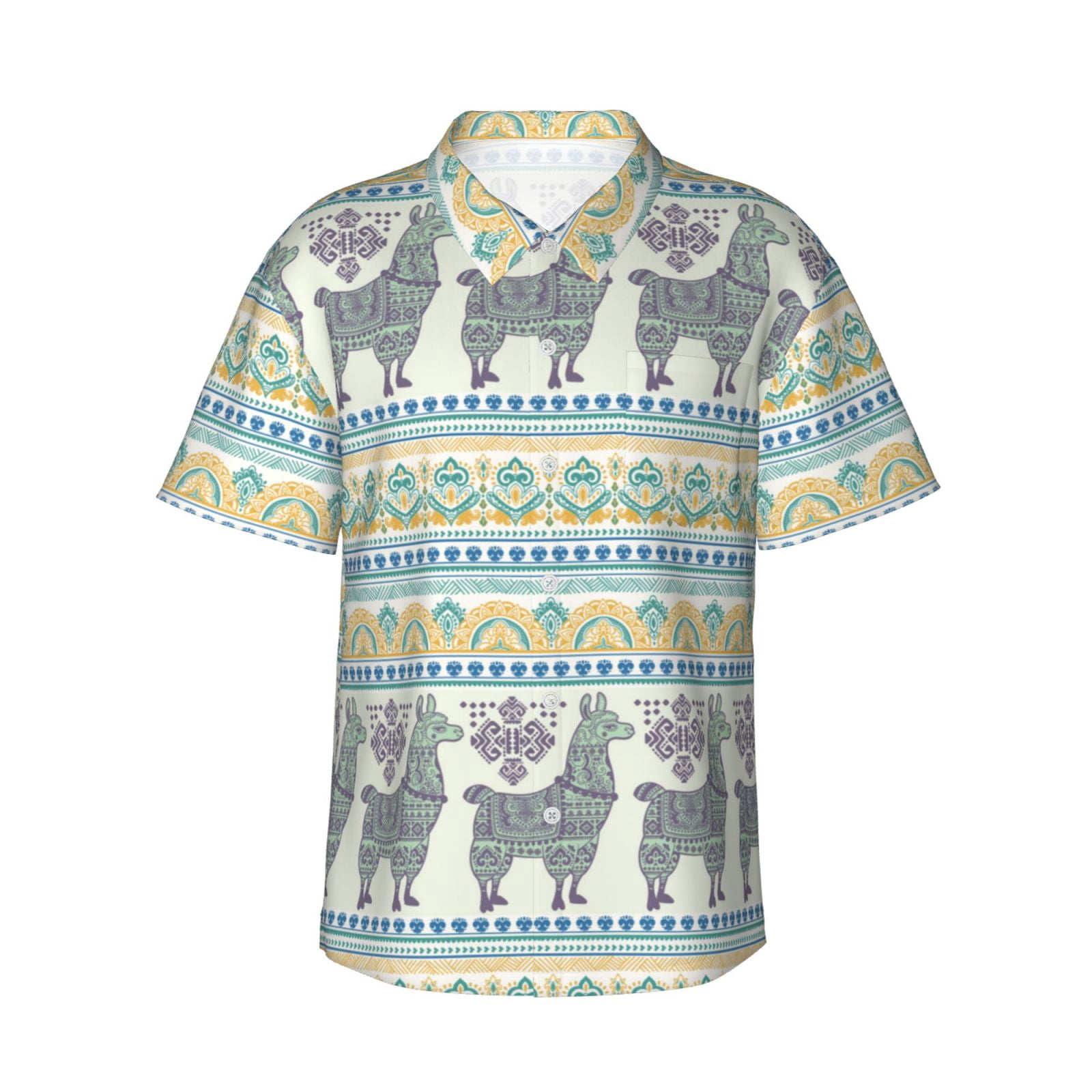 Hawaiian Shirt for Men - exotic cute Alpaca Llama Vintage Casual Summer ...