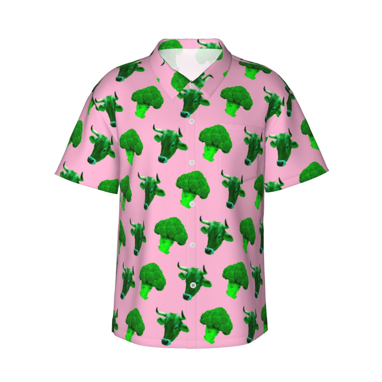 Hawaiian Shirt for Men, funny green Broccoli Cow fashion Summer Shirts ...