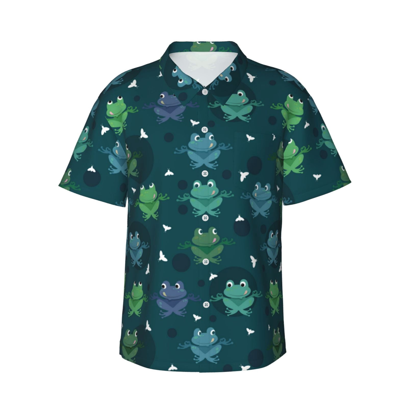 Hawaiian Shirt for Men, funny green frogs yoga Summer Shirts for Men ...