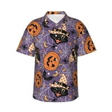 Hawaiian Shirt for Men - pumpkin halloween cat spiderweb Casual Summer ...