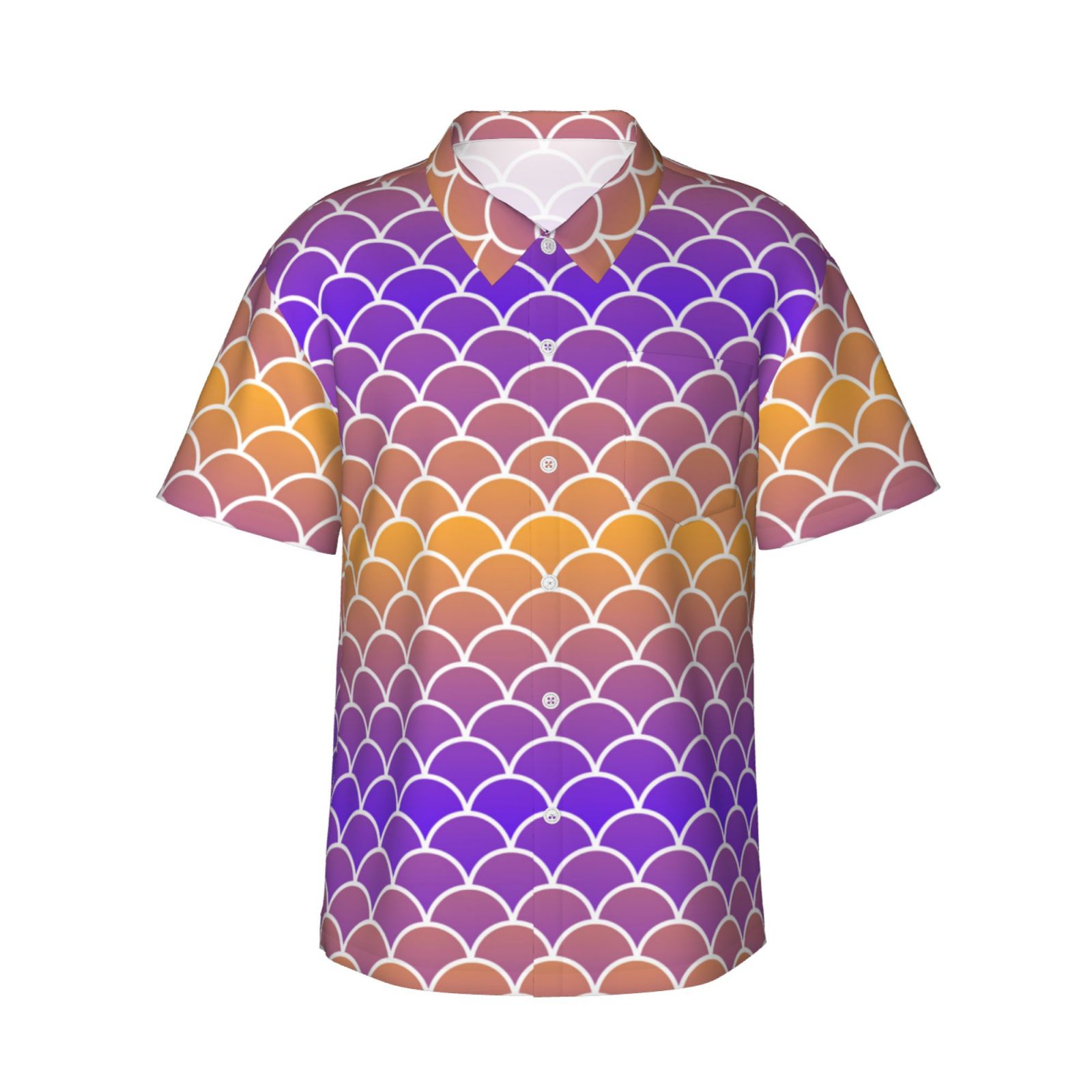 Hawaiian Shirt for Men, purple orange fish scale Summer Shirts for Men ...