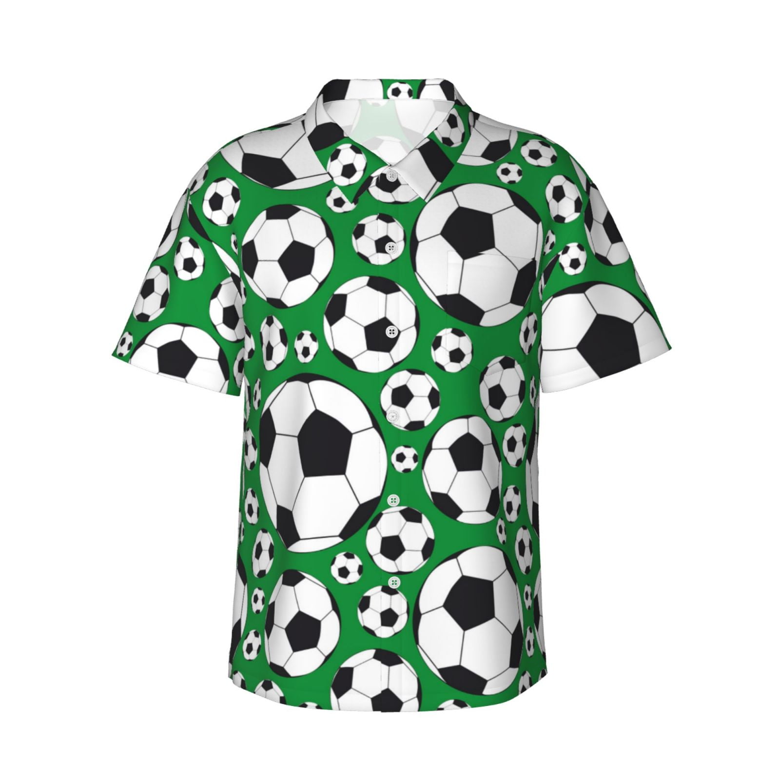 Hawaiian Shirt for Men, soccer balls green print Summer Shirts for Men ...