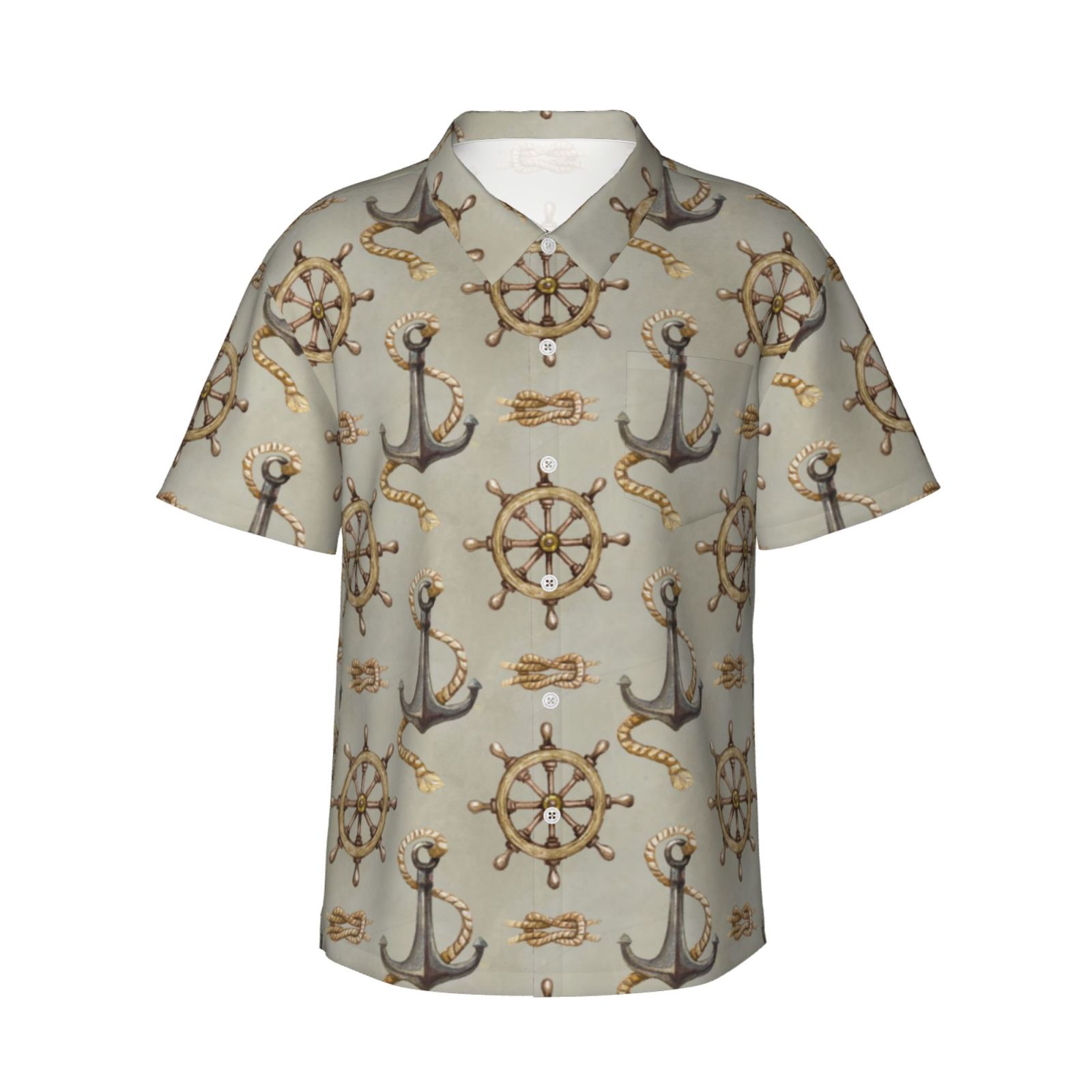 Hawaiian Shirt for Men - vintage anchor rope rudder retro Casual Summer ...